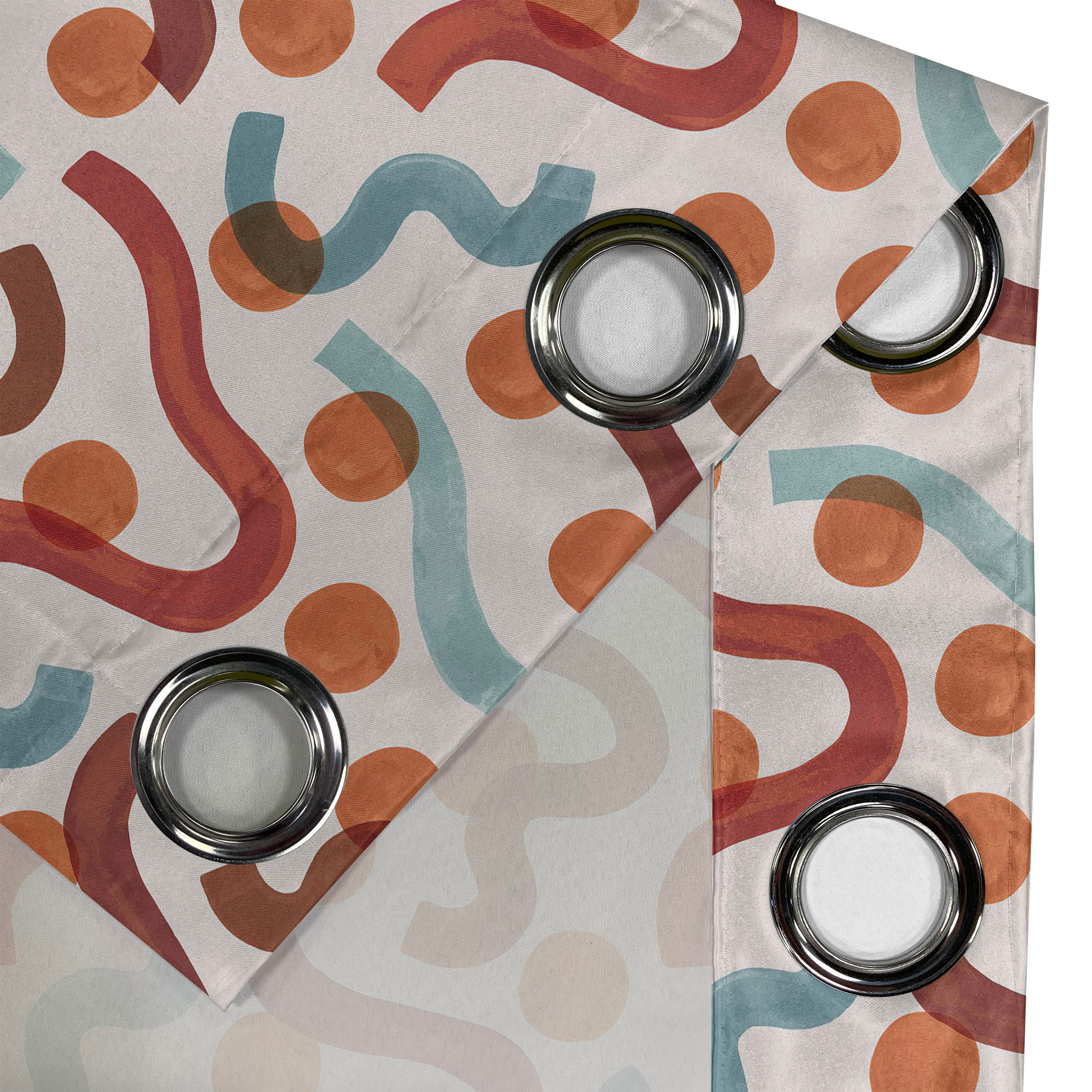 Ambesonne Abstract Grommet Curtain Wavy Stripes Circles Motif Cinnamon ...