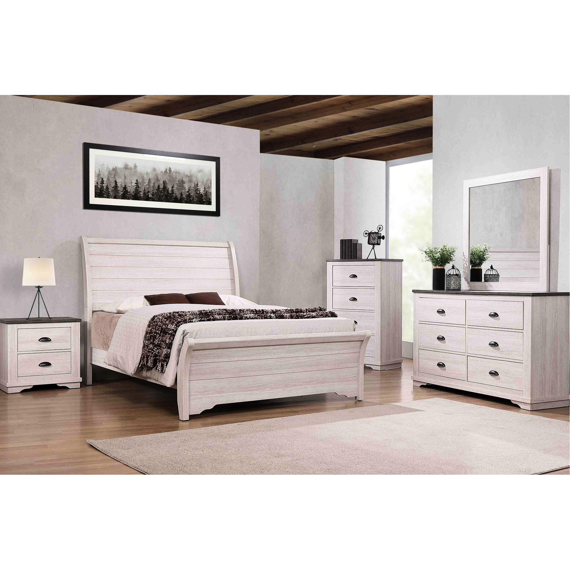 Latitude Run® Contemporary Bed With Horizontal Lines, Gently Sloped ...