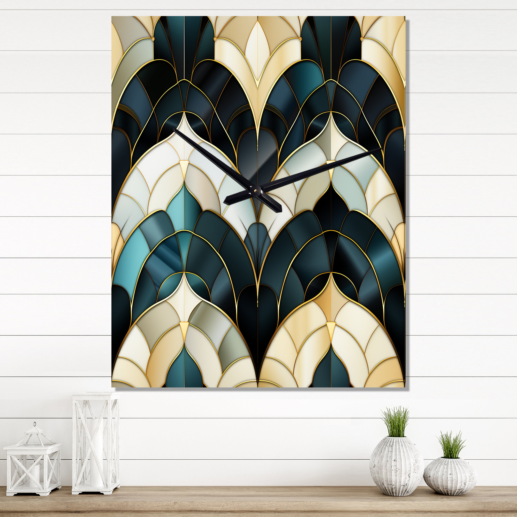 East Urban Home Art Deco Marble Glamour Bliss - Glam Wall Clock | Wayfair