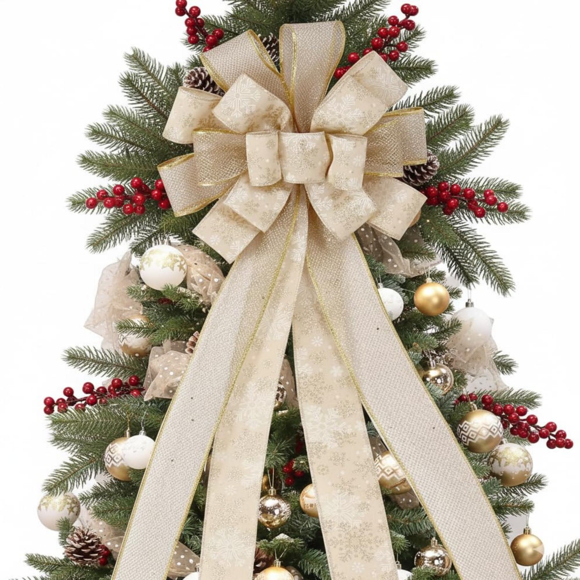Rosdorf Park Gilded 52" Oversized Tree Topper Bow | Wayfair