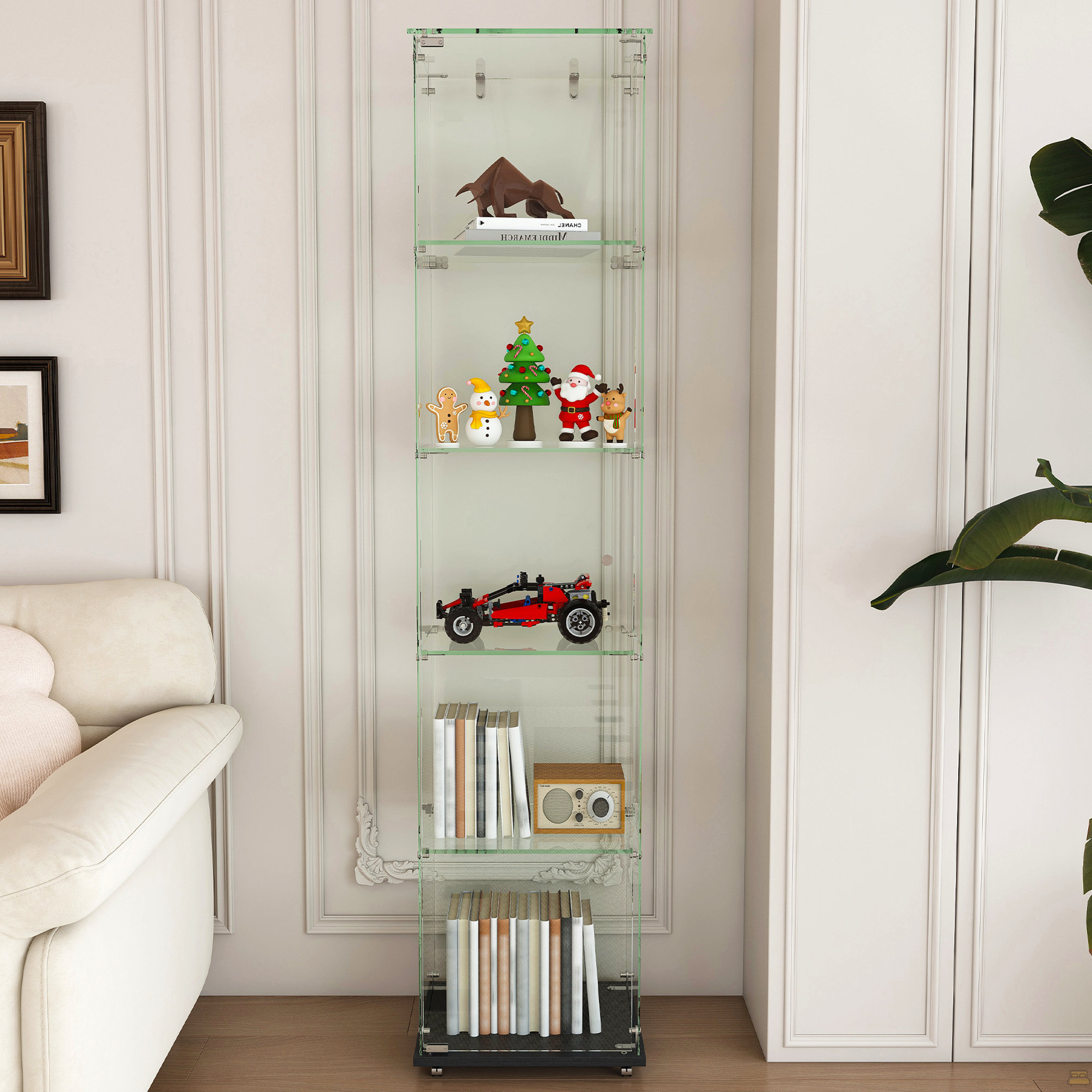 Ivy Bronx 5-Tier Glass Display Case With 5 Dynamic Led Modes, Single ...