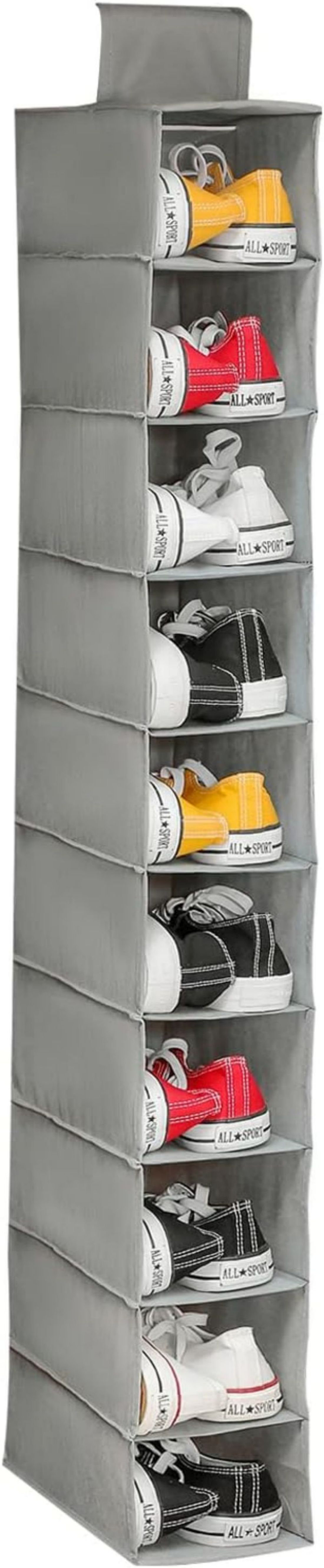 Rebrilliant 10-Shelf Hanging Shoe Organizer Hanging Closet Shoe ...