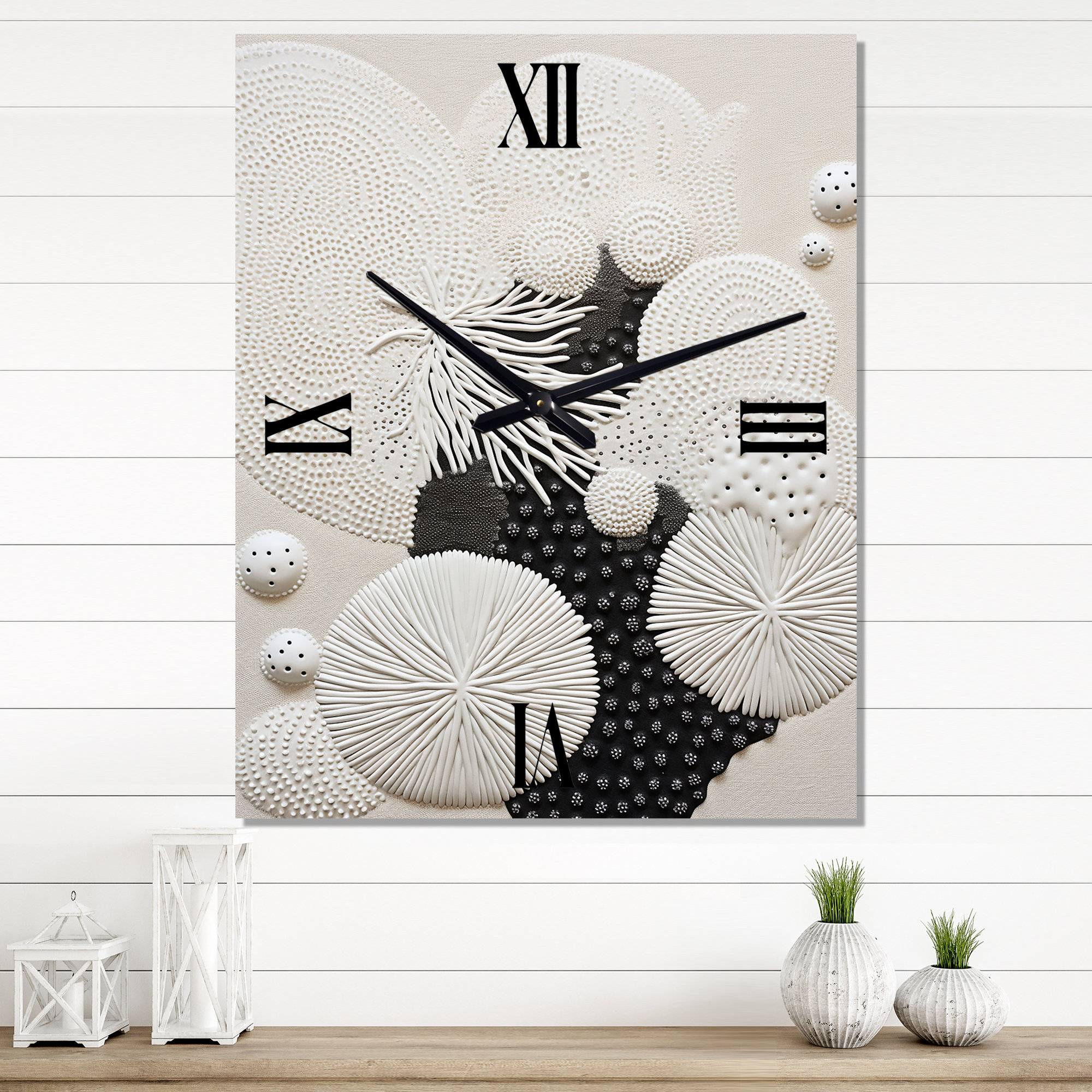 Ivy Bronx Gray Abstract Corals III - Coastal Coral Modern Wall Clock ...