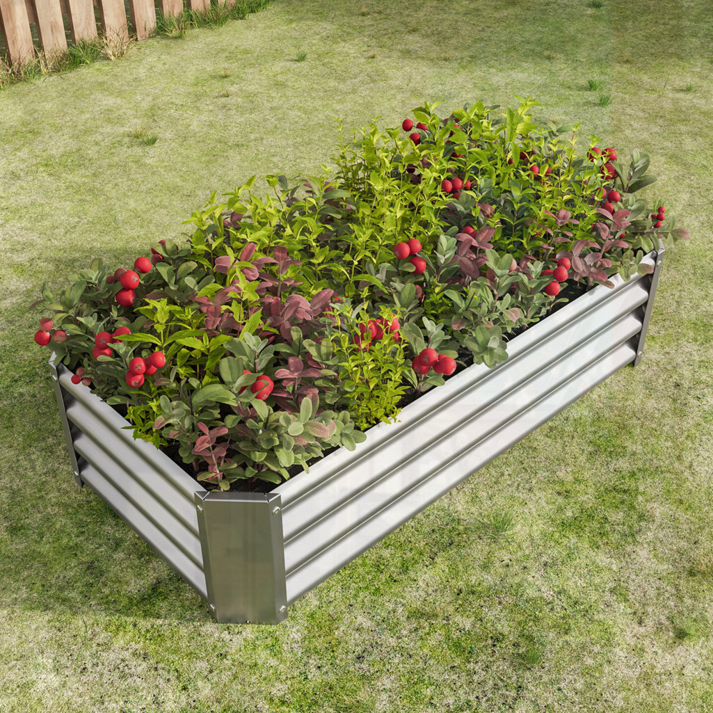 17 Stories Metal Raised Rectangle Planter Beds for Plants | Wayfair