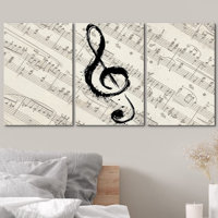 Andover Mills™ Piano Keys and Music - Graphic Art Print on Canvas ...