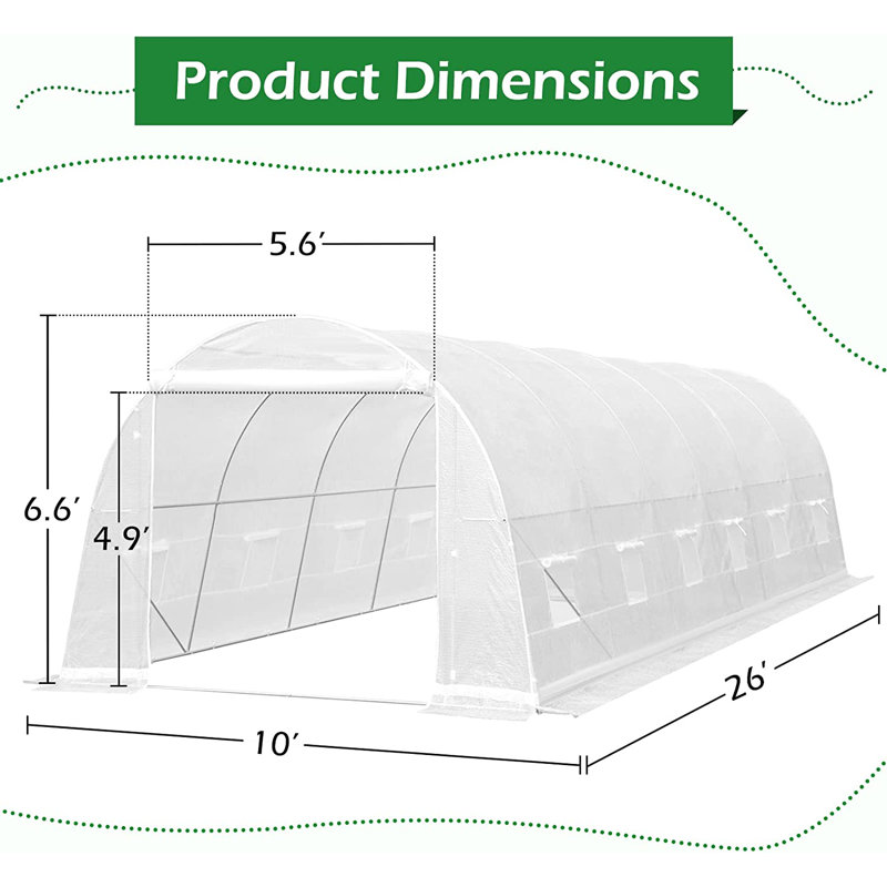 EROMMY 26' x 10' x 7' Walk-In Greenhouse Tunnel, Large Gardening Plant ...