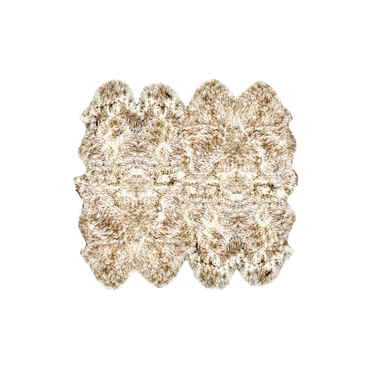 Foundry Select Square Animal Print Handmade Sheepskin 7'x6' Area Rug in ...