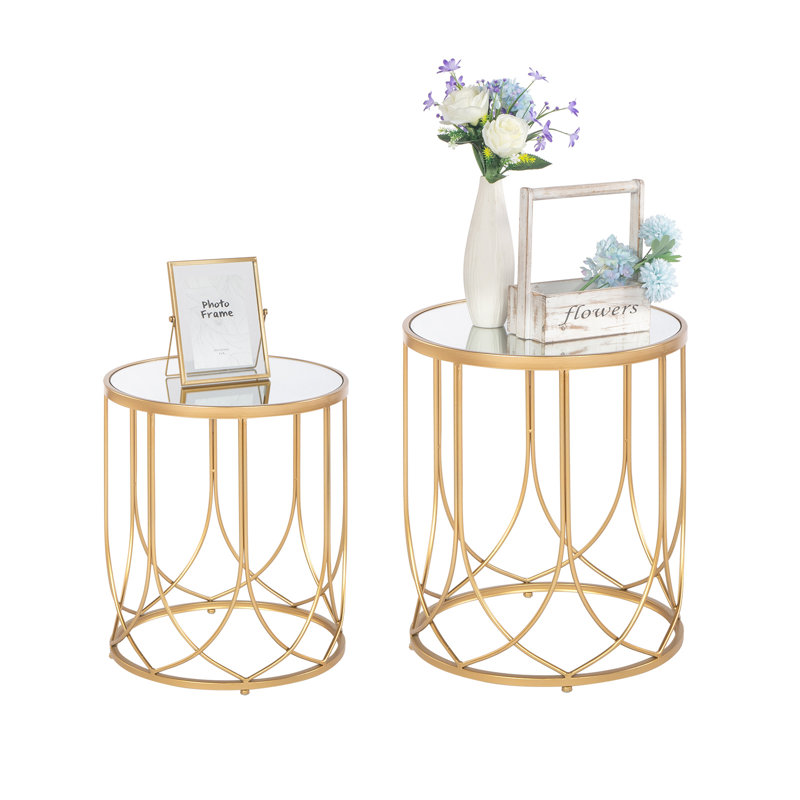Everly Quinn Glass Tray Top Frame Nesting Tables | Wayfair