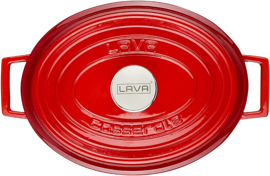 LAVA CAST IRON Lava Enameled Cast Iron Dutch Oven Oval with Trendy Lid ...
