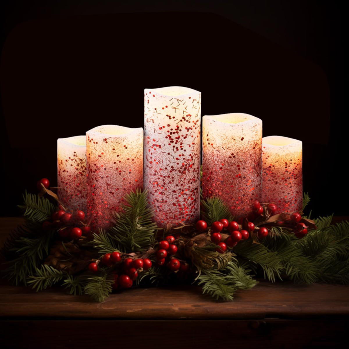 The Holiday Aisle® Red Flameless Candles With Remote, Glitter Effect ...