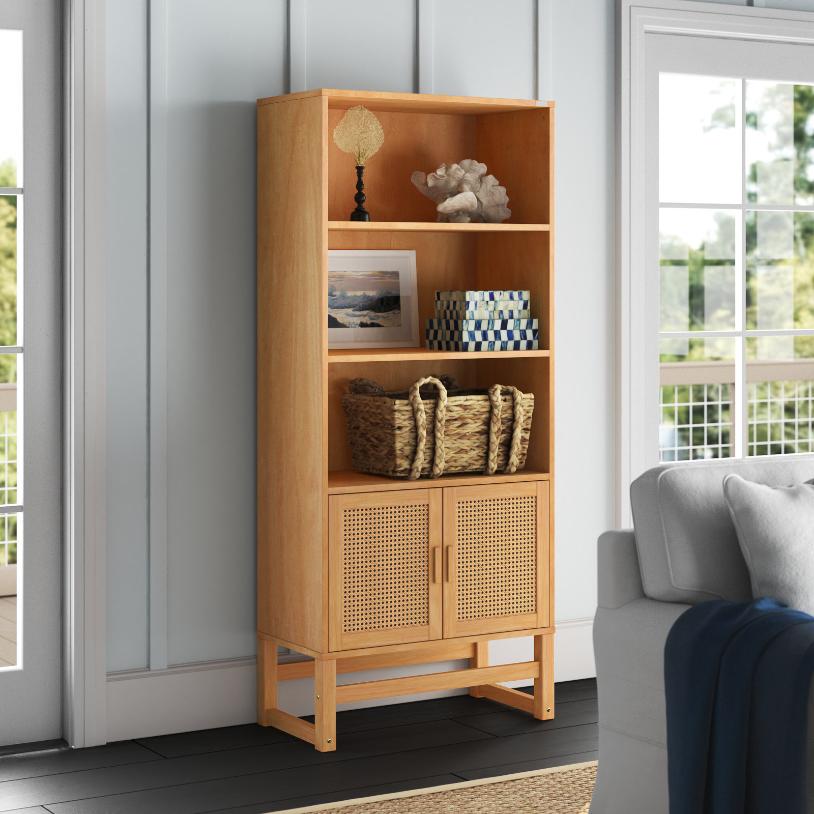 Beachcrest Home™ Isik 2 Door Bookcase, Natural & Reviews | Wayfair