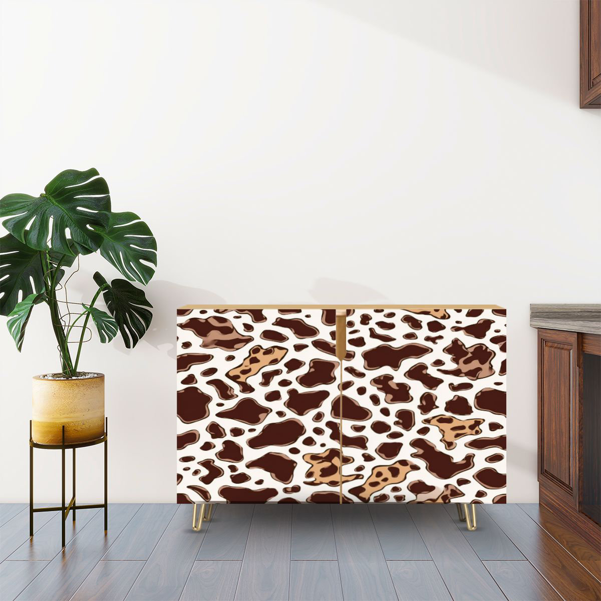 Dakota Fields Sideboard Buffet Cabinet with Storage Western Cow Print ...