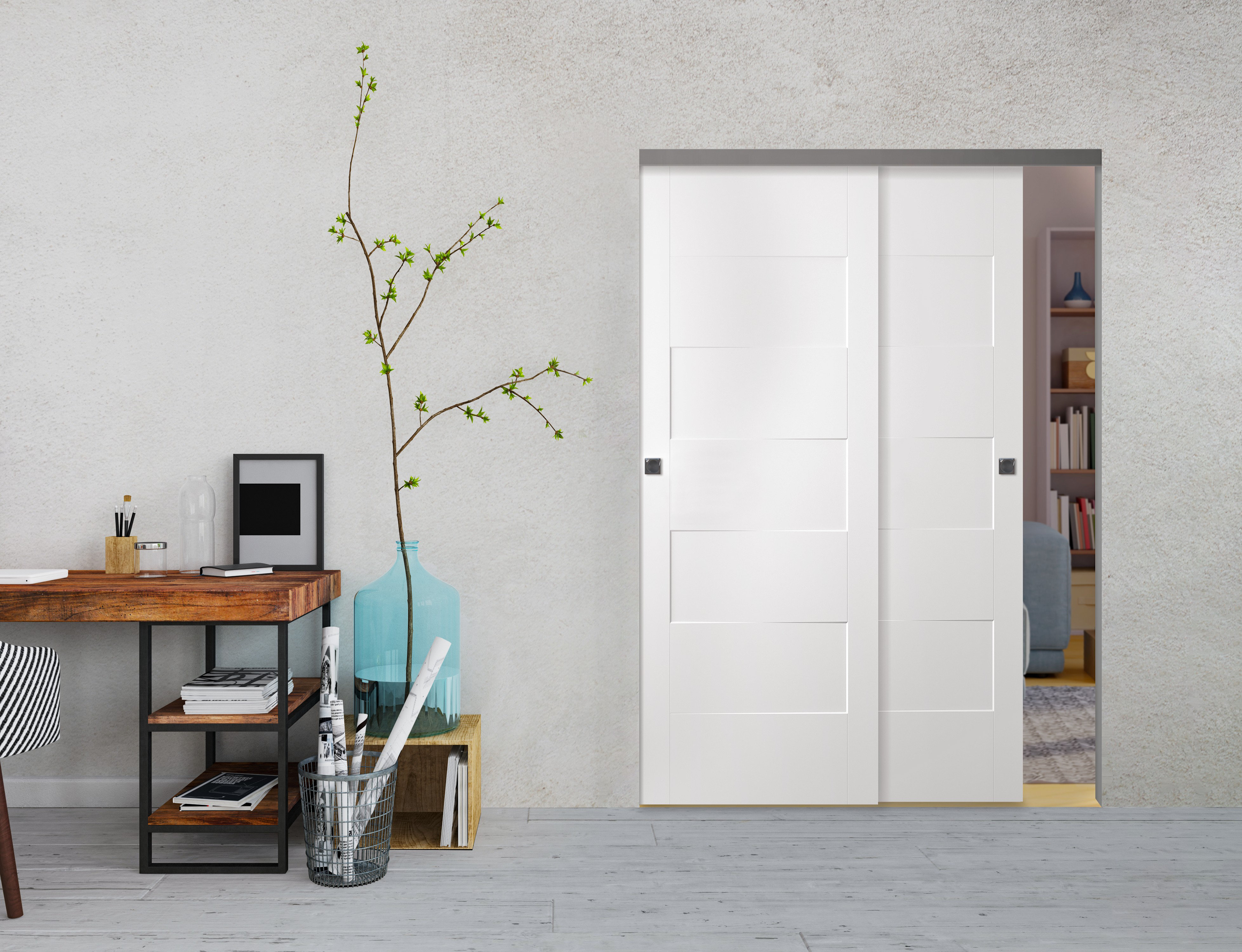Belldinni Portes de placard coulissantes blanches Flester - Wayfair Canada