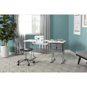 Sew Ready 60.25'' x 23.75'' Sewing Table with Sewing Machine Platform ...