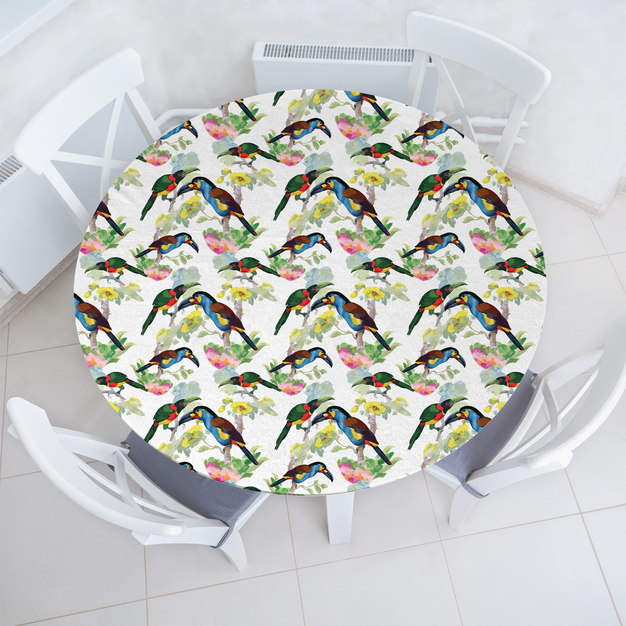House of Hampton® Exotic Fitted Round Tablecloth 40"- 44" Diameter ...