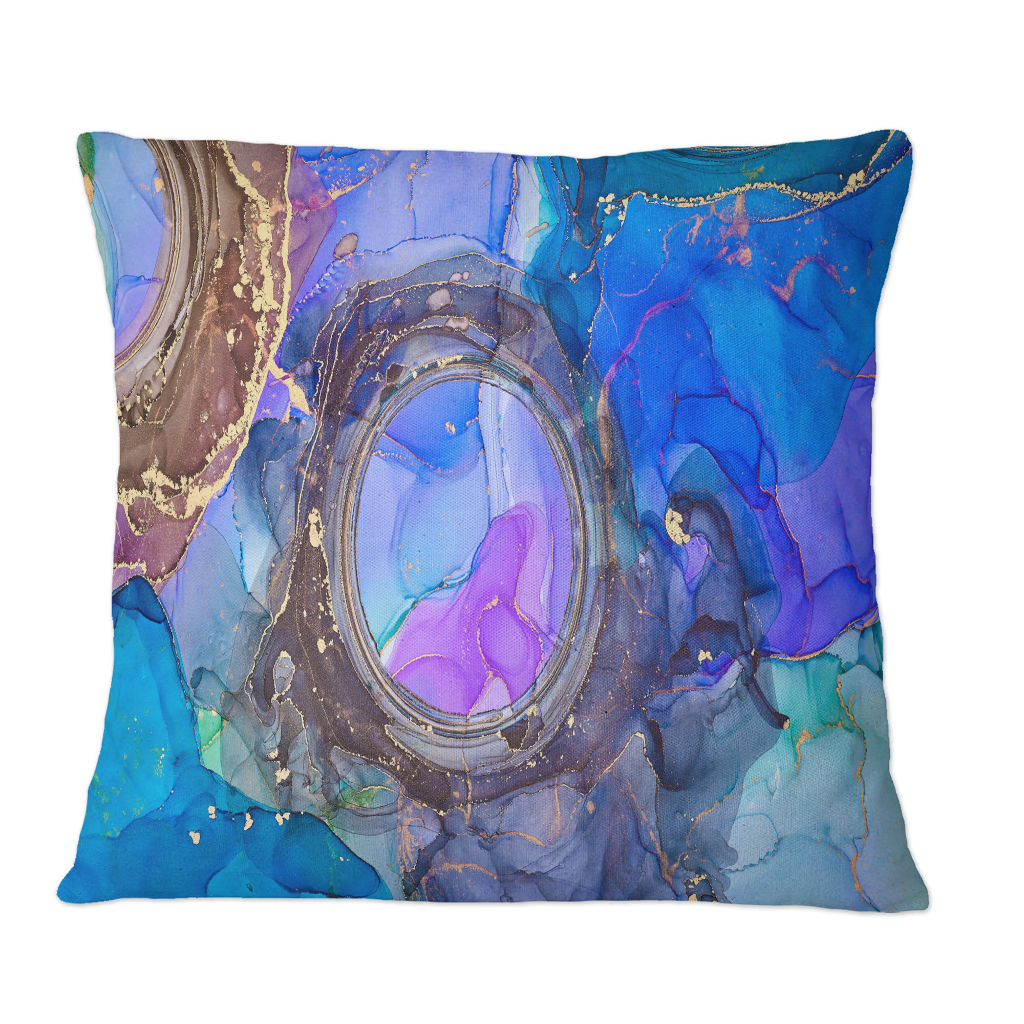 Design Art Blue Luxury Abstract Fluid Art XVI - Modern Printed Throw ...