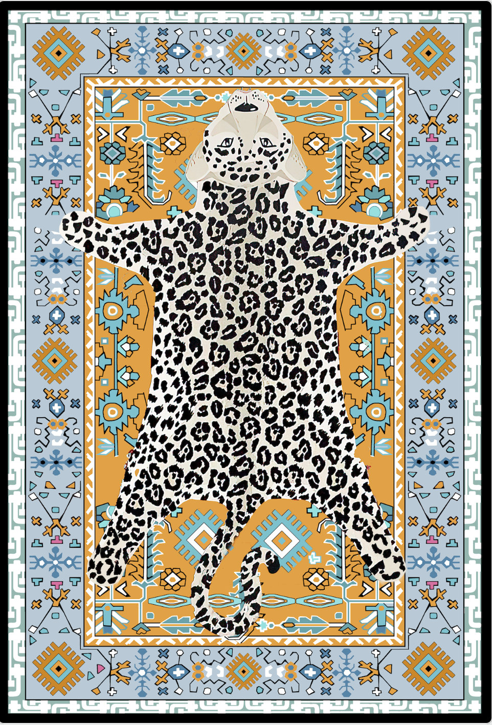 Bungalow Rose Yellow Multi-Colored Vintage Look Leopard Rug | Wayfair