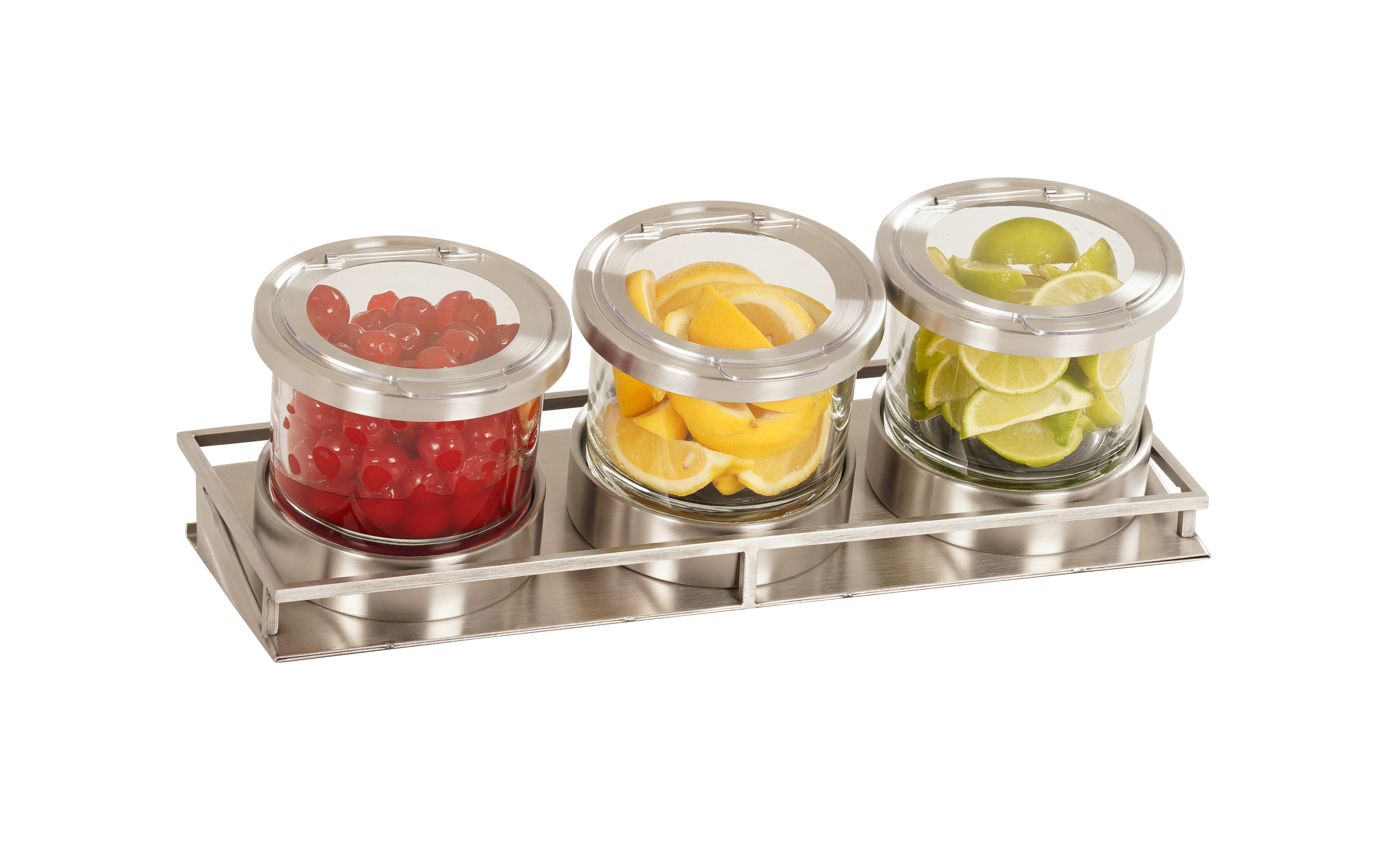 Cal-Mil Stainless Steel 3 Jar Mixology Display - 32Oz Jars with Hinged ...