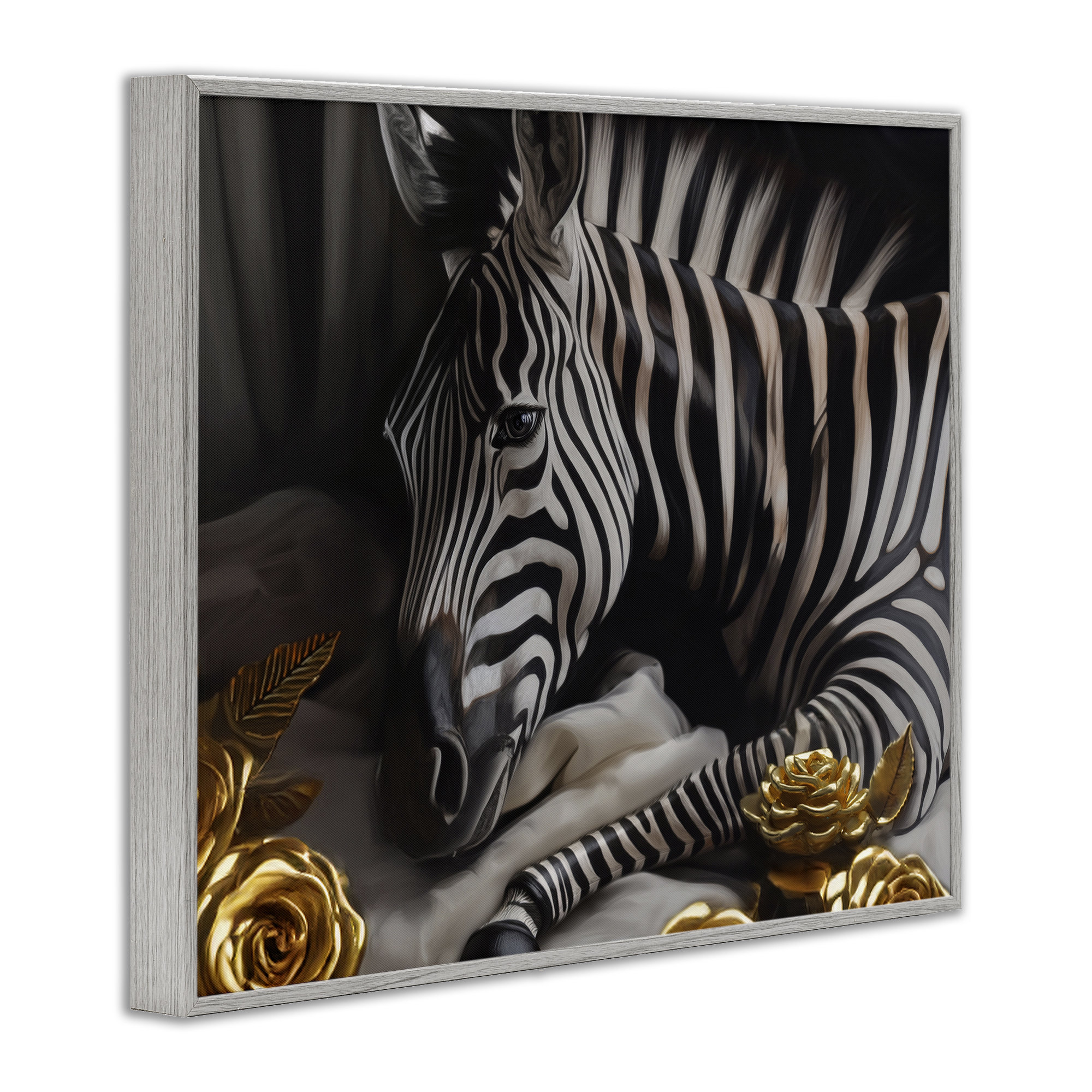 Mercer41 Zebra with Gold Flowers Giclee Art by Ziwei Li | Wayfair
