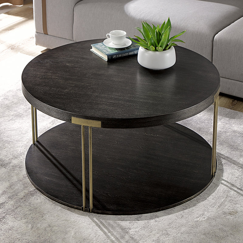 Mercer41 Fanney 35" Brushed Round Modern Cocktail Coffee Table with ...