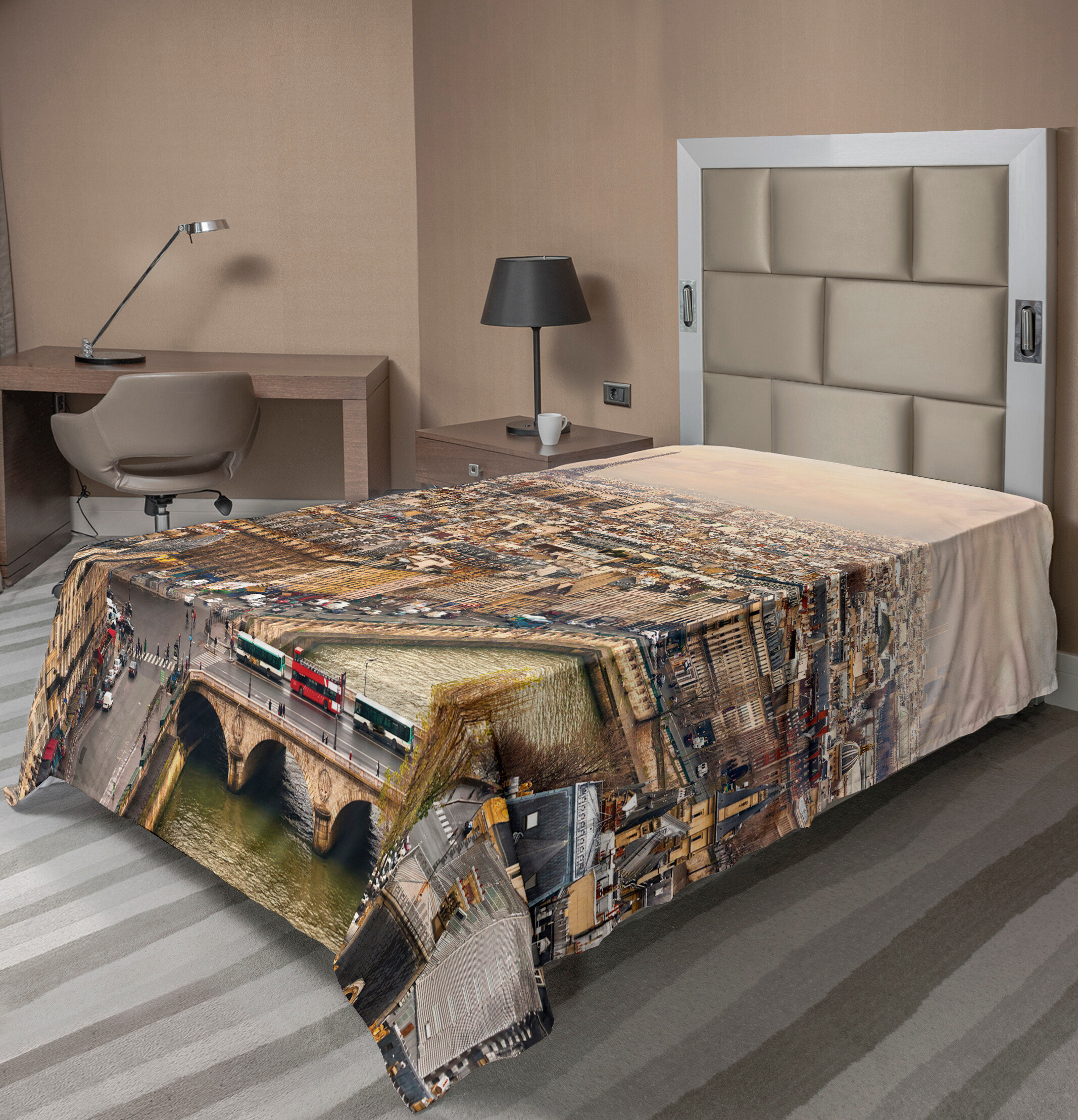 Ambesonne Beige Top Flat Sheet Streets Cityscape Beige | Wayfair