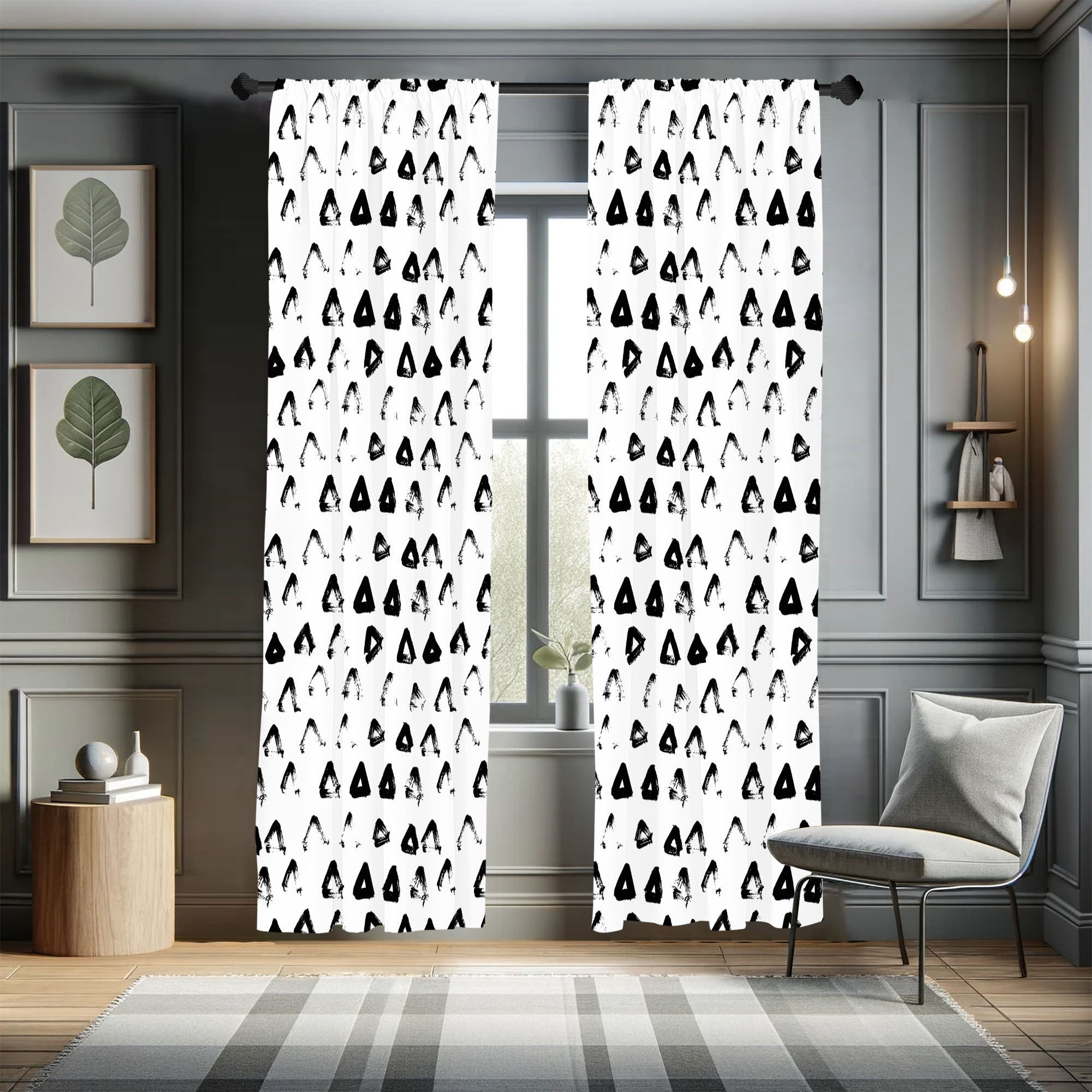 Wrought Studio™ Abstract Curtains, Modern Bold Brush Strokes | Wayfair