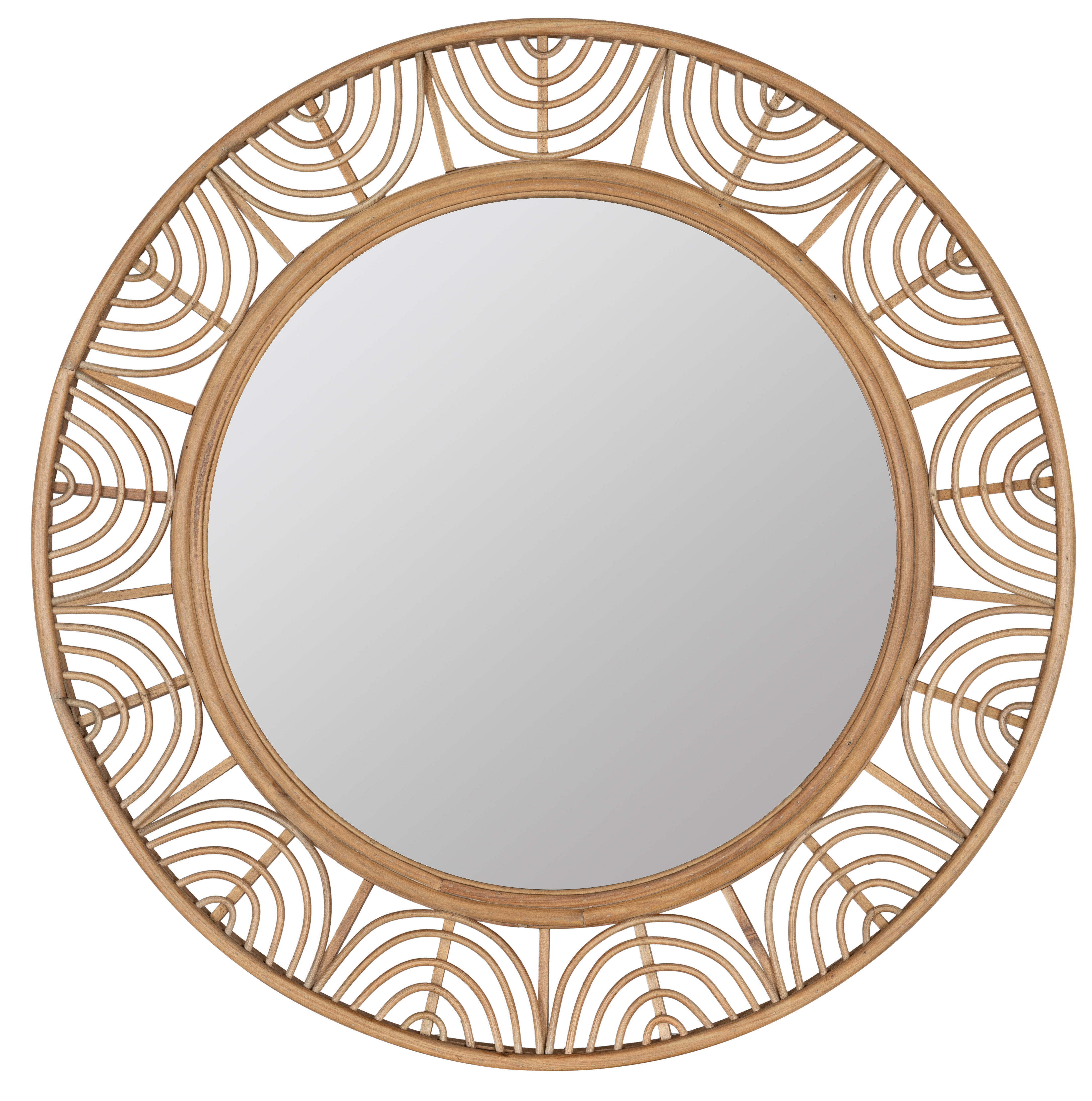 Cooper Classics Omari Round Wood Framed Wall Mounted Accent Mirror in ...