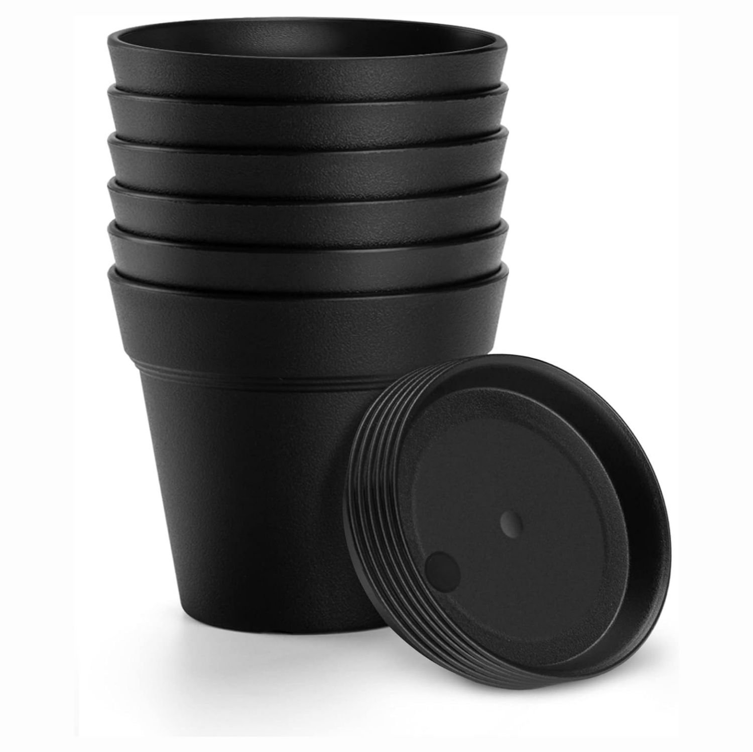 Ameriwood 6 Pack Plastic Plant Pots with Drainage Holes and Tray - Wayfair Canada