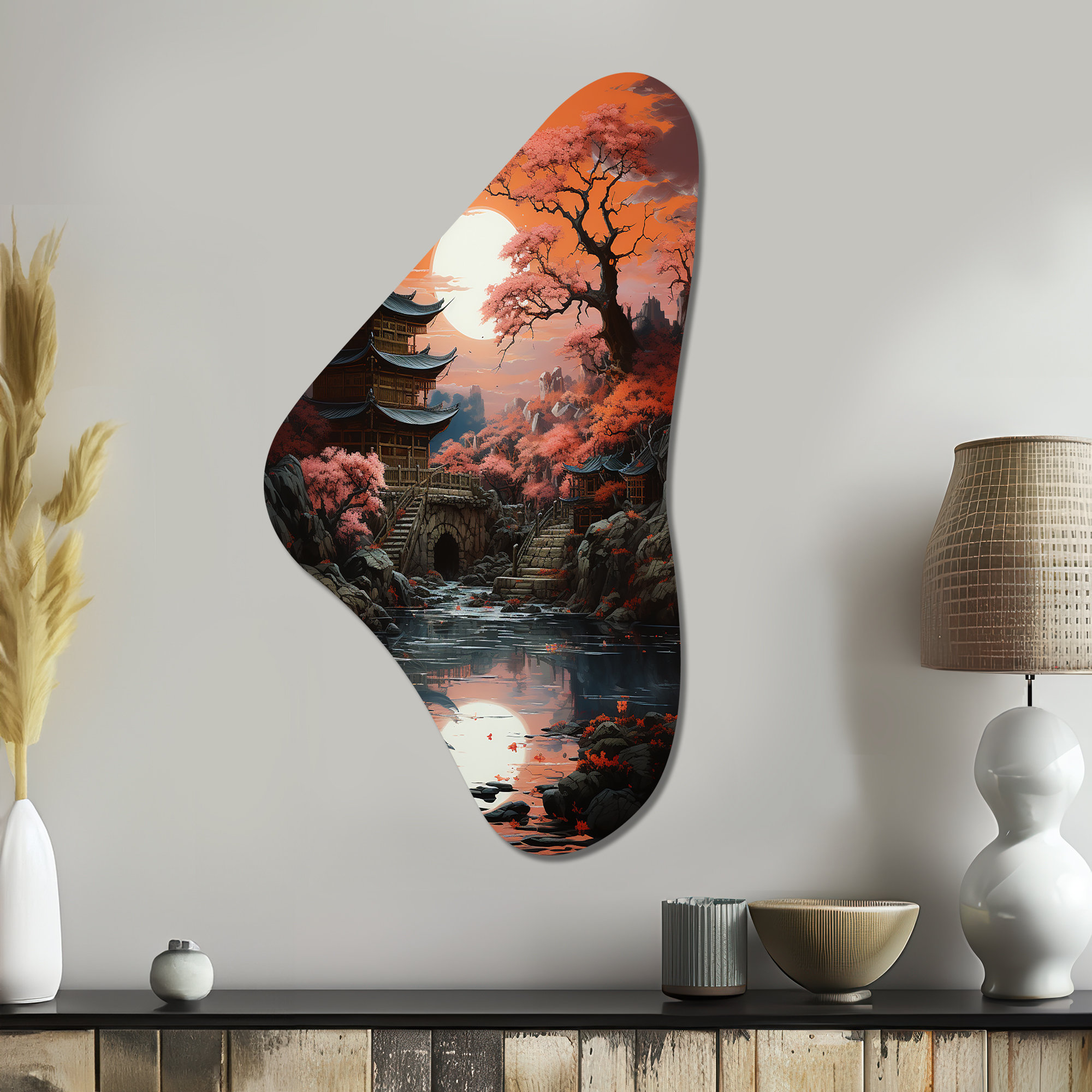 Design Art Japan Art Shrine At Twilight II - Japan Art Boomerang Shape ...