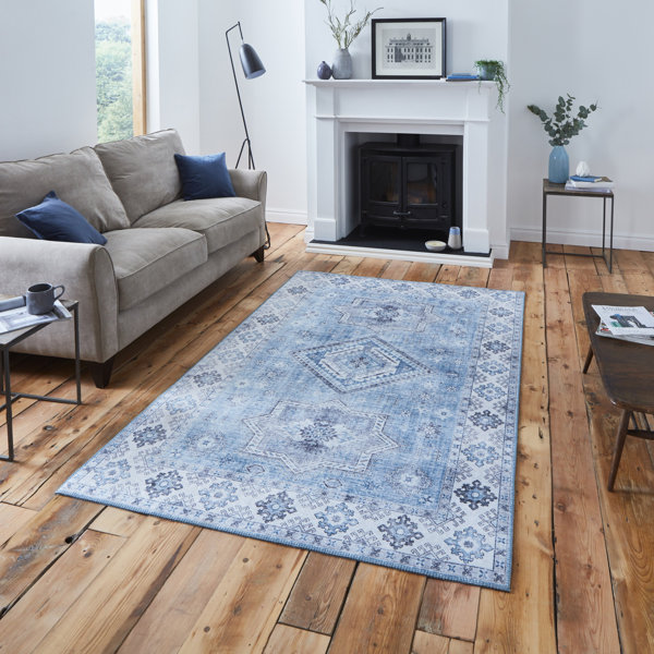 Bloomsbury Market Bodak area rug Digitally Printed Light Blue & Reviews ...