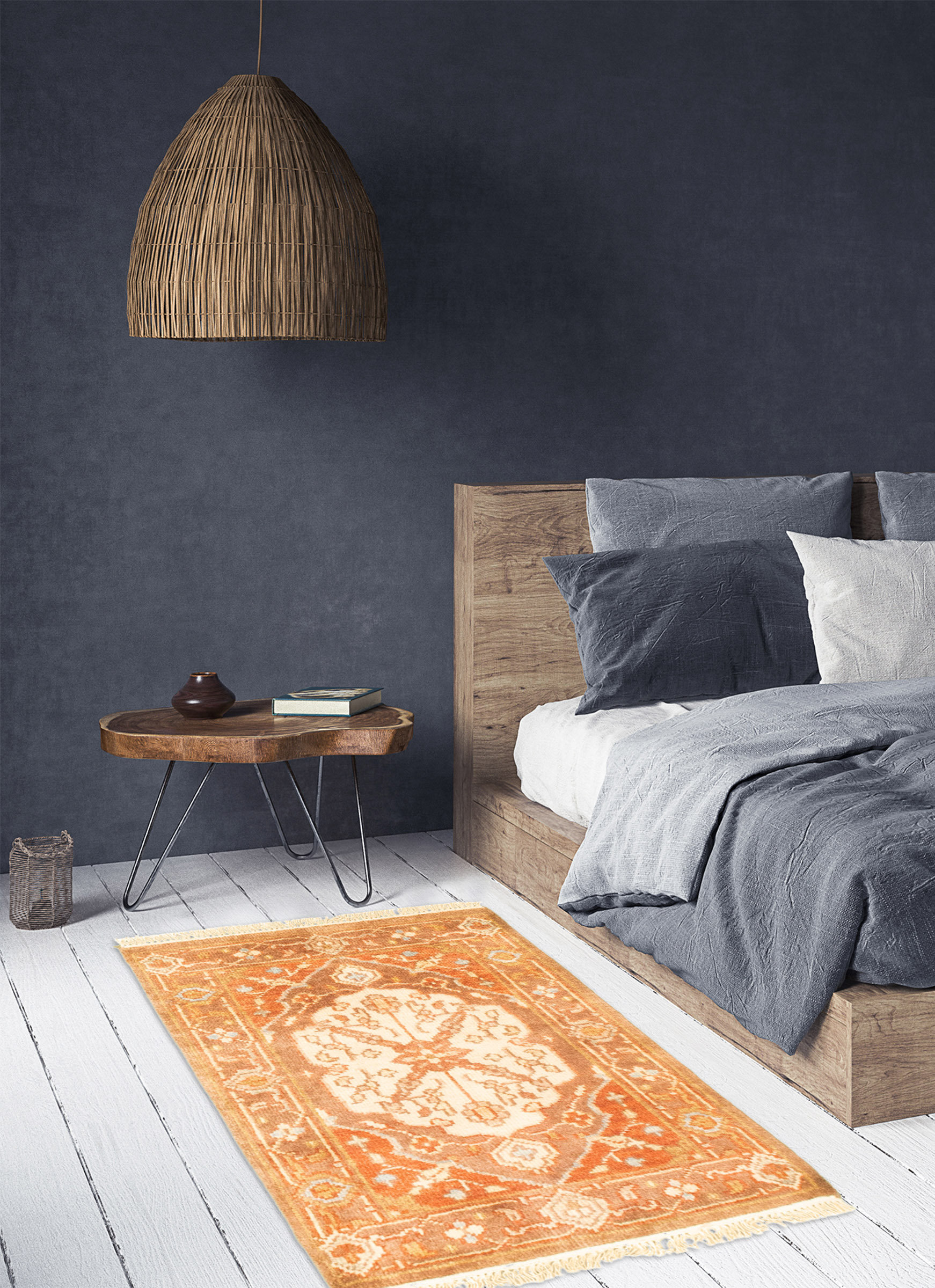 Bungalow Rose Oriental Hand Knotted Wool White/Brown Area Rug | Wayfair