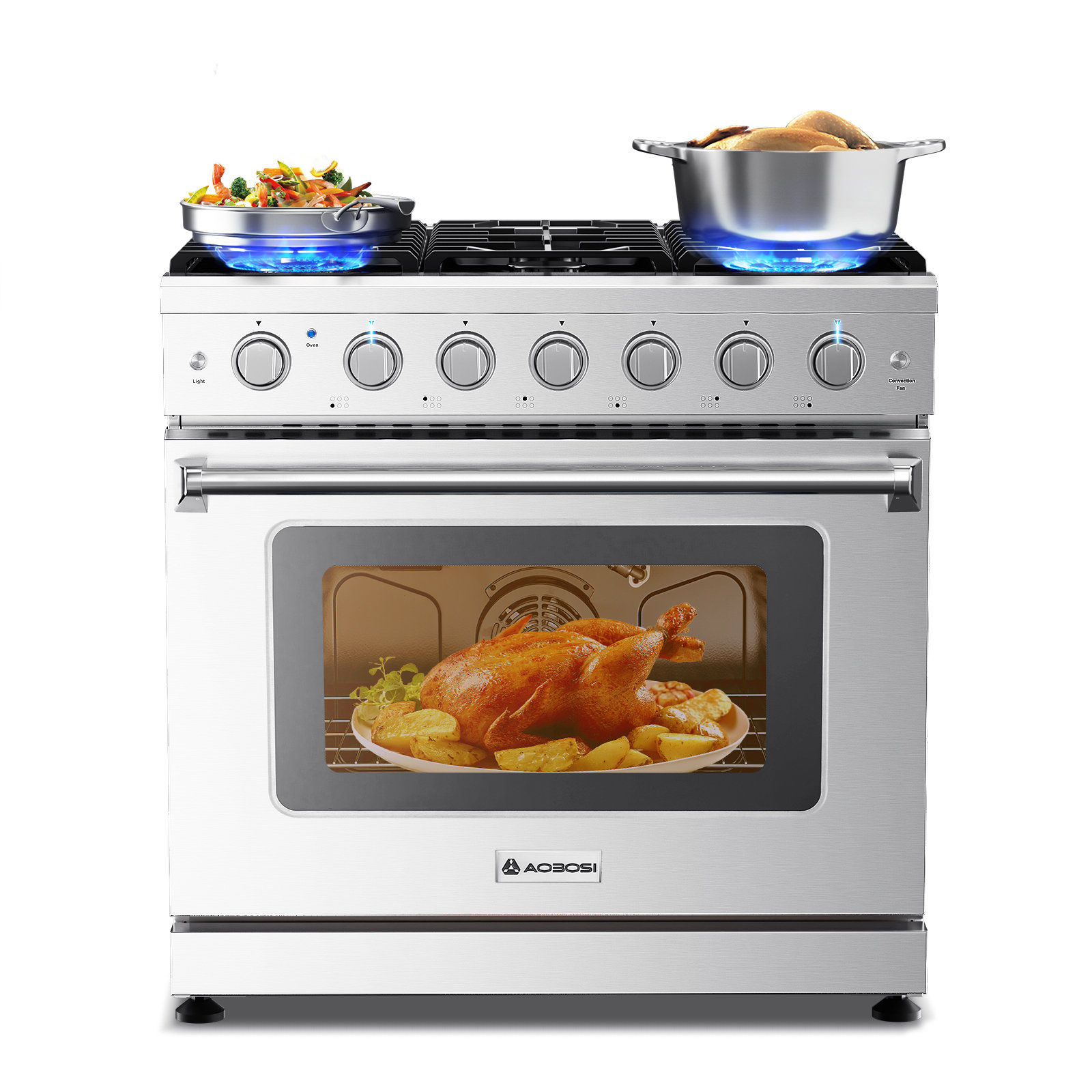 AOBOSI 36" Smart Retro Natural Gas Slide-In Range with 6 Burners | Wayfair