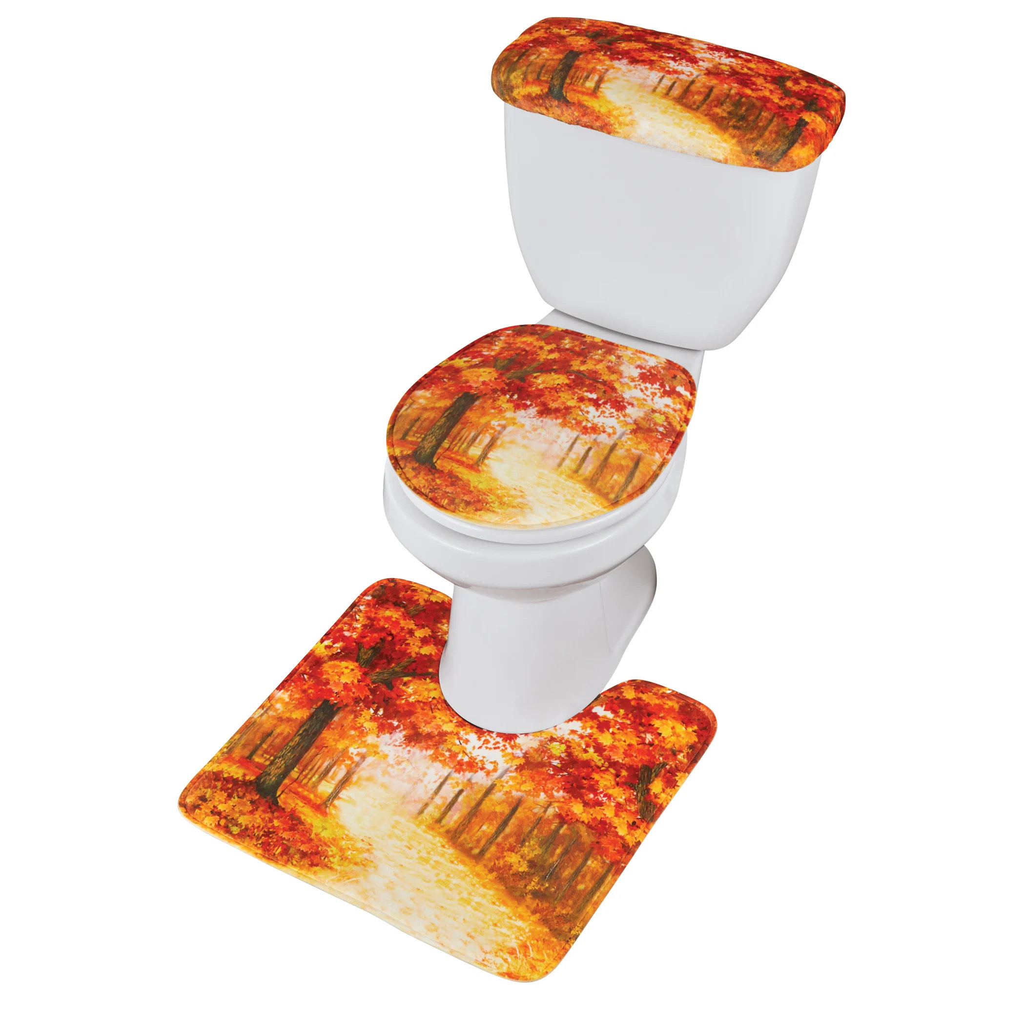 East Urban Home 3-Piece Beautiful Autumn Forest Scene Commode Set | Wayfair