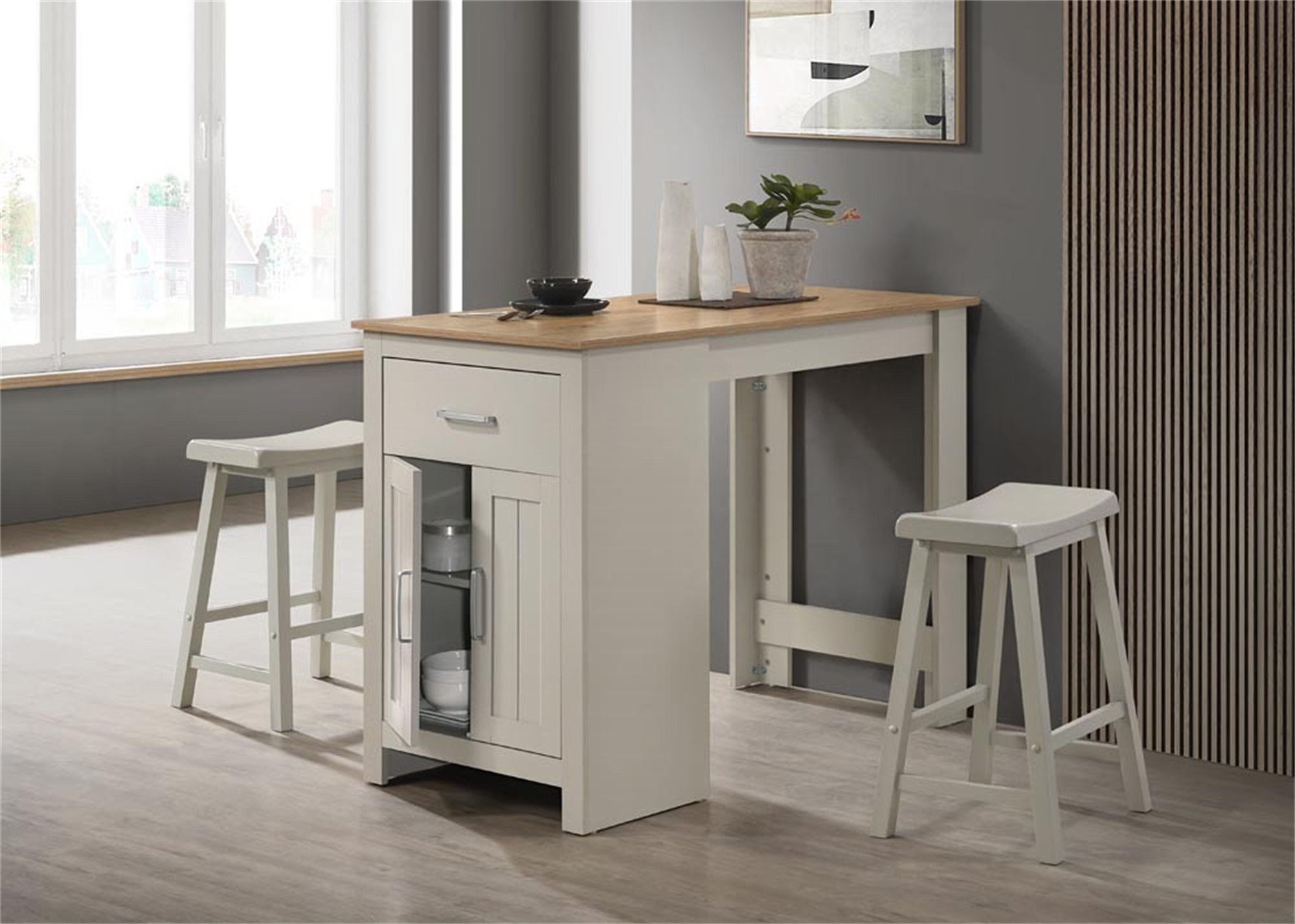 Ebern Designs Alfonso 47" Light Gray Small Space Counter Height Dining ...