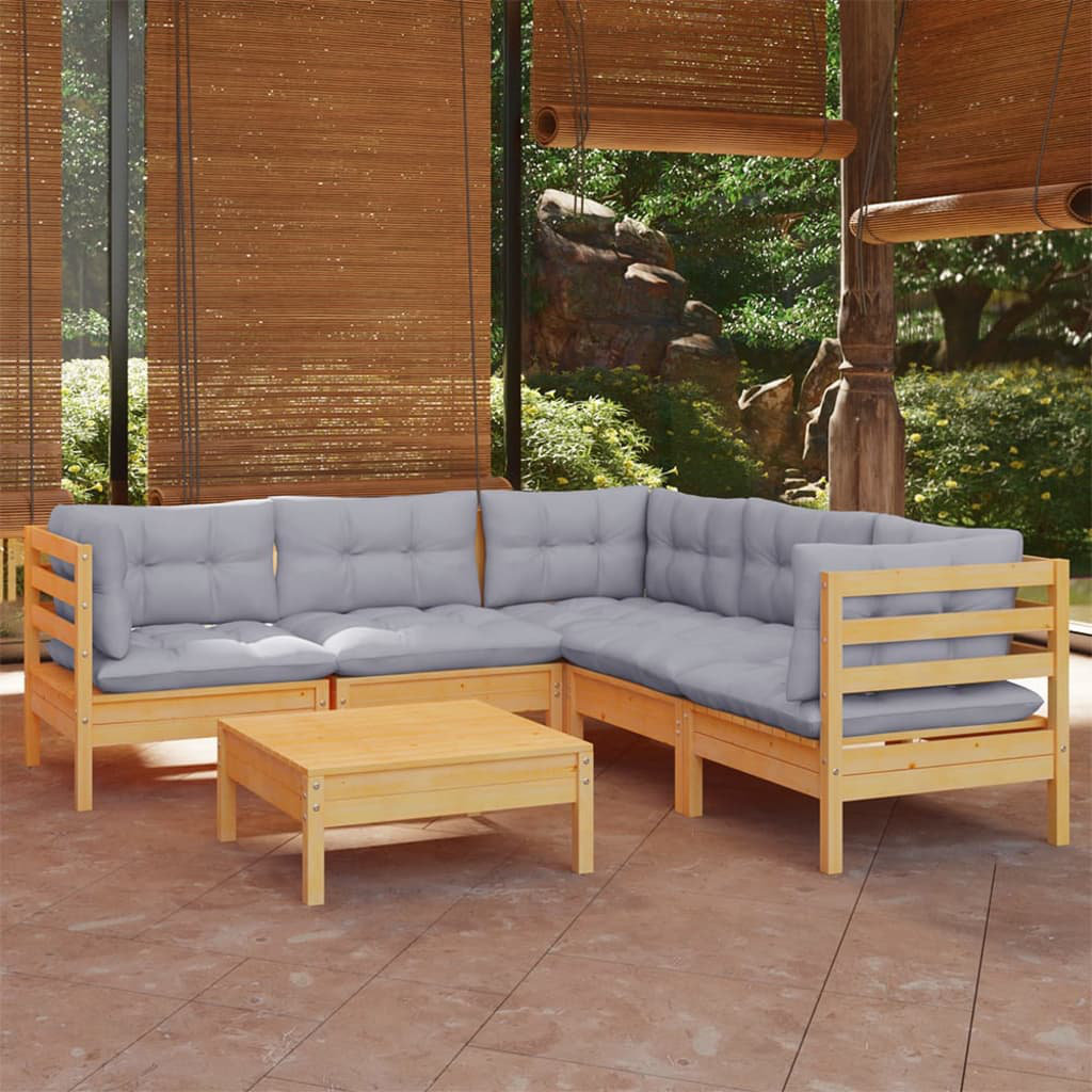 Latitude Run® Krassimira 6 Piece Patio Lounge Solid Pinewood Sectional ...