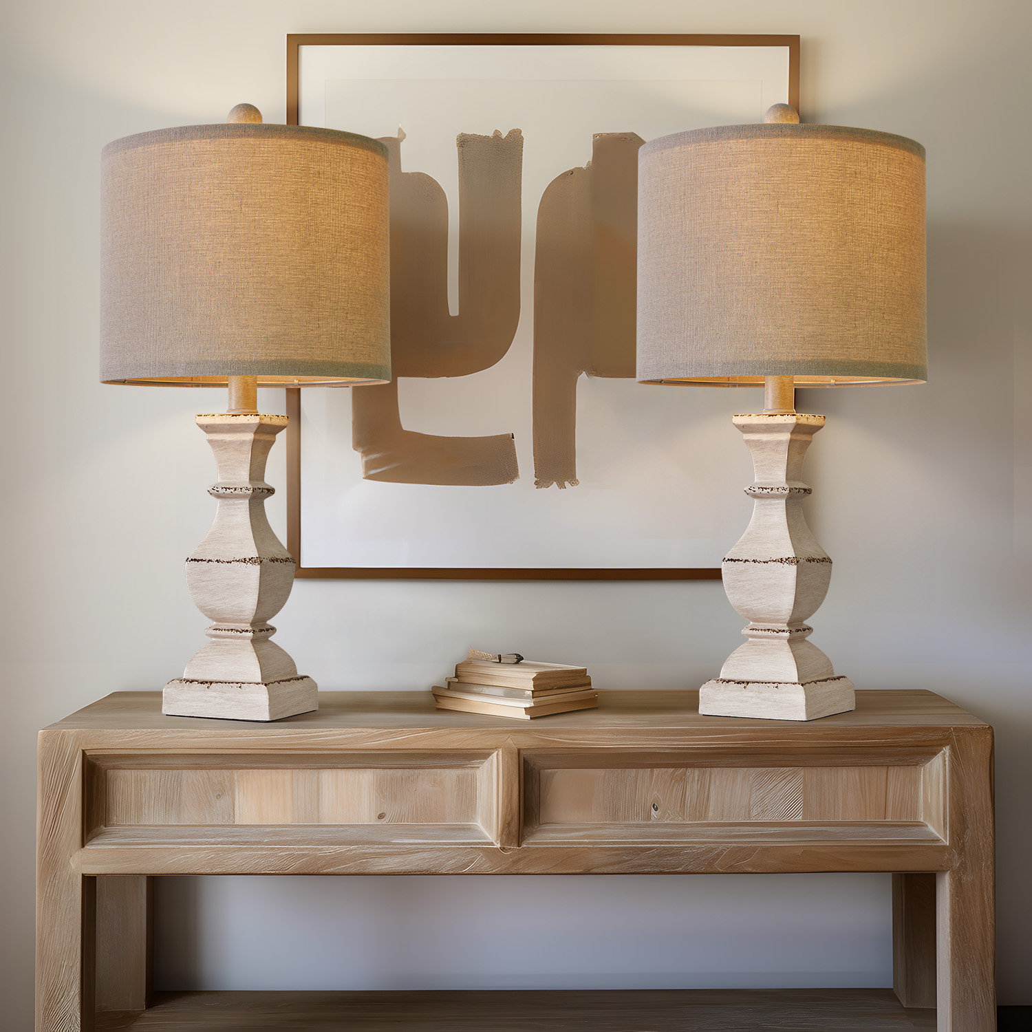 Ophelia & Co. Emlyn 20.5＂Traditional Antique White + Rusty Resin Lamp ...