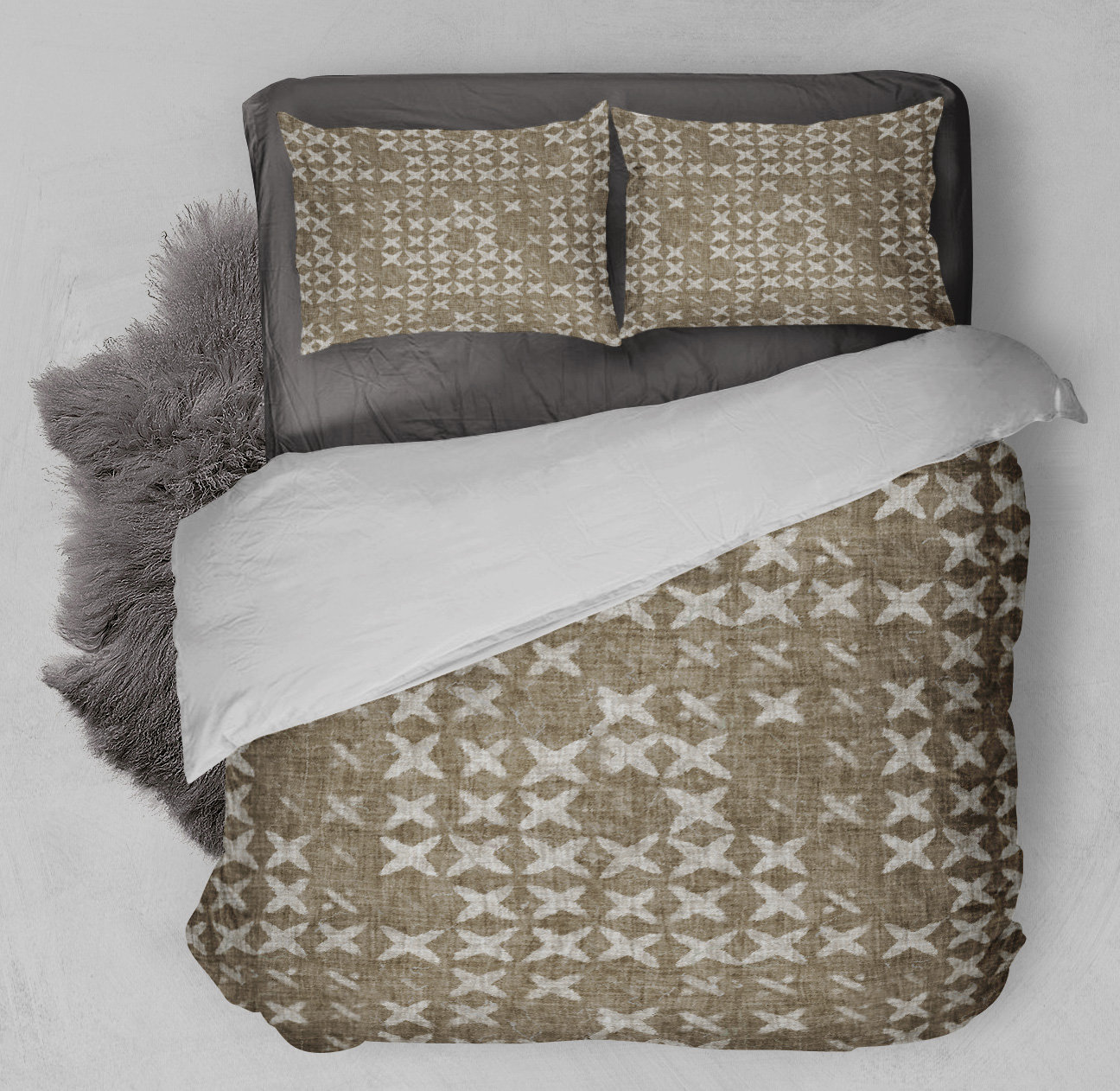 HeartBeat Studios Beige/White Microfiber Comforter Set | Wayfair