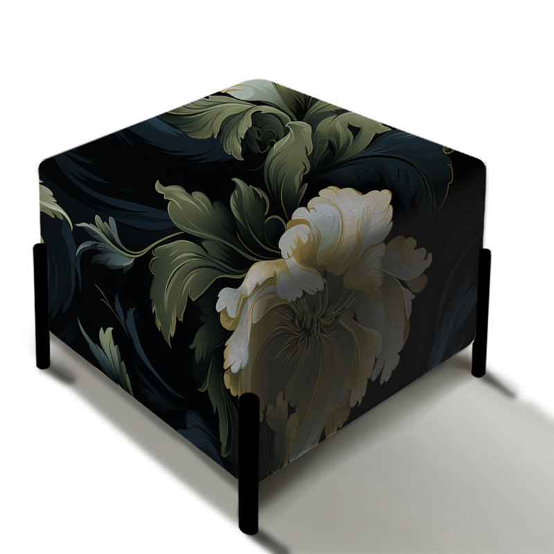 Design Art Victorian Stealth Flowers - Floral Square Ottoman | Wayfair