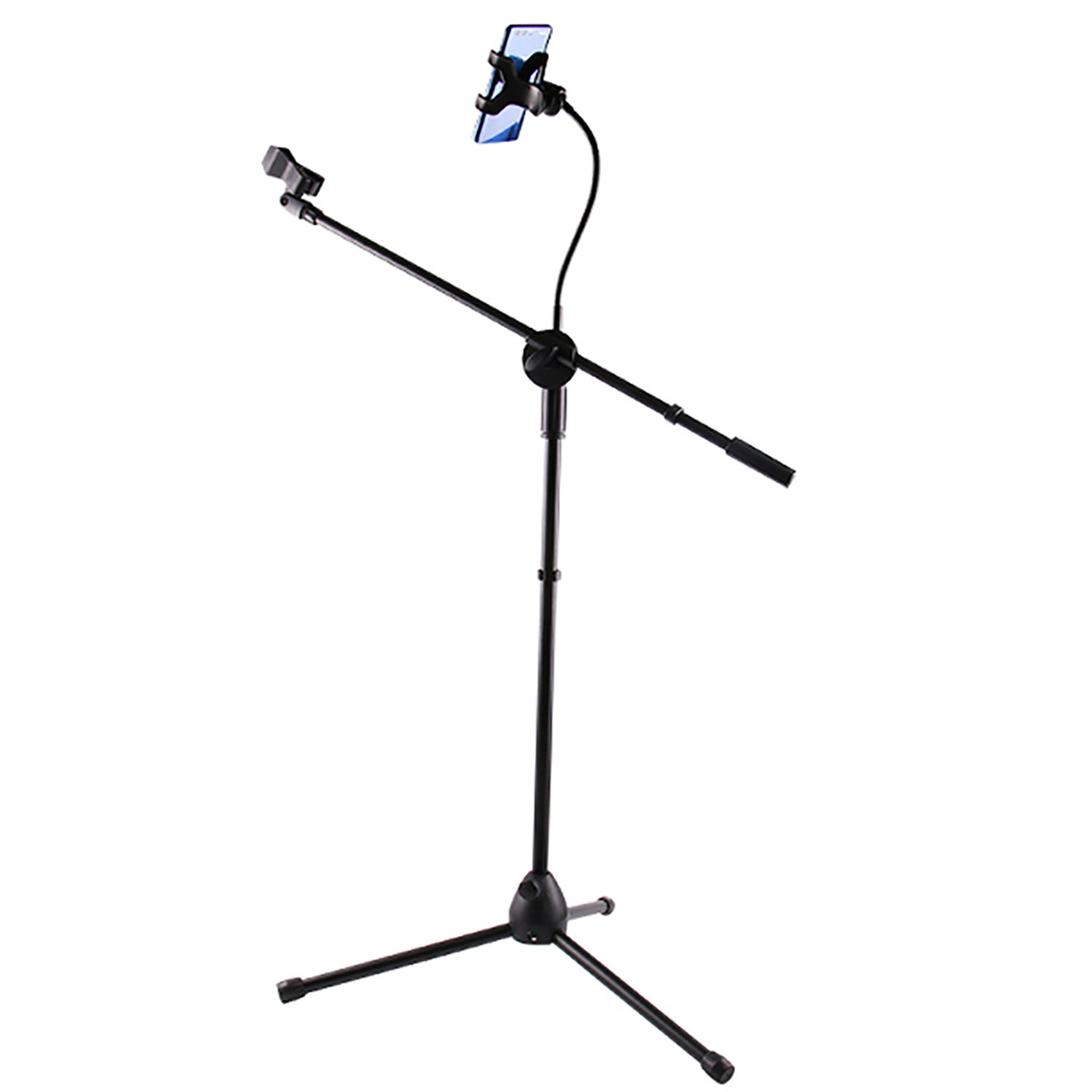 5 Core Microphone Stand + Phone Holder Floor Boom Mic Stand Gooseneck ...