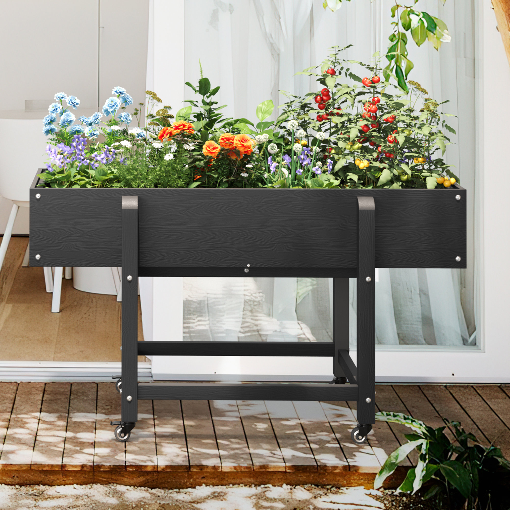 Latitude Run® Ethelle Movable Raised Garden Beds Outdoor With Lockable ...