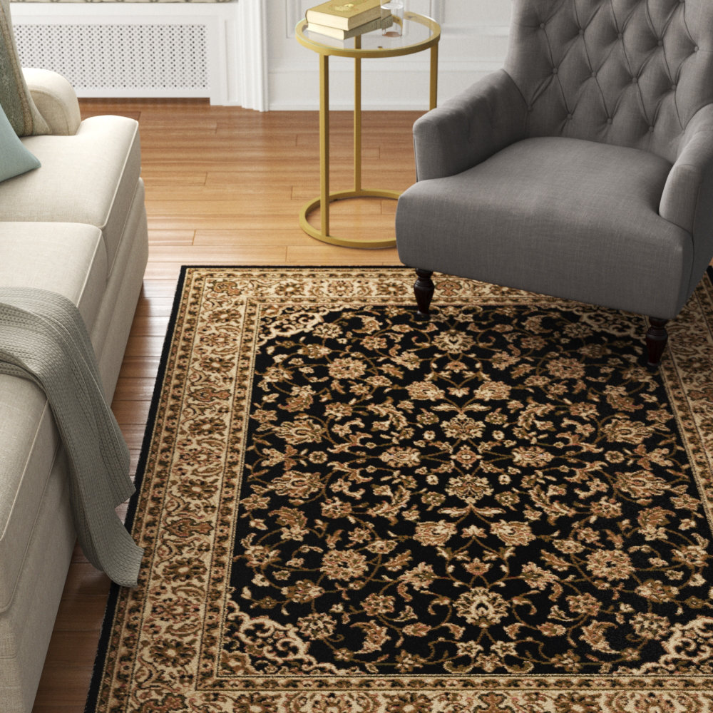 Astoria Grand Burge Black Area Rug & Reviews | Wayfair