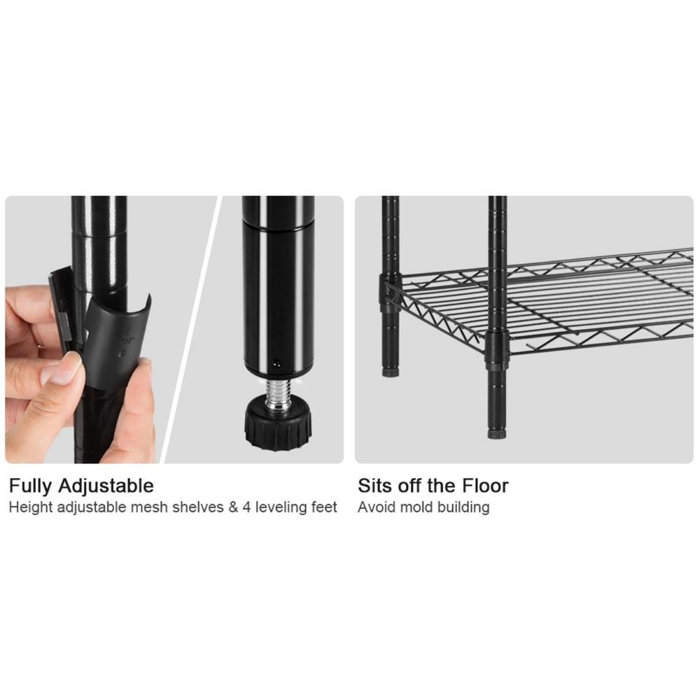 Rebrilliant 3-Tier Heavy Duty Adjustable Shelving Unit Black & Reviews ...