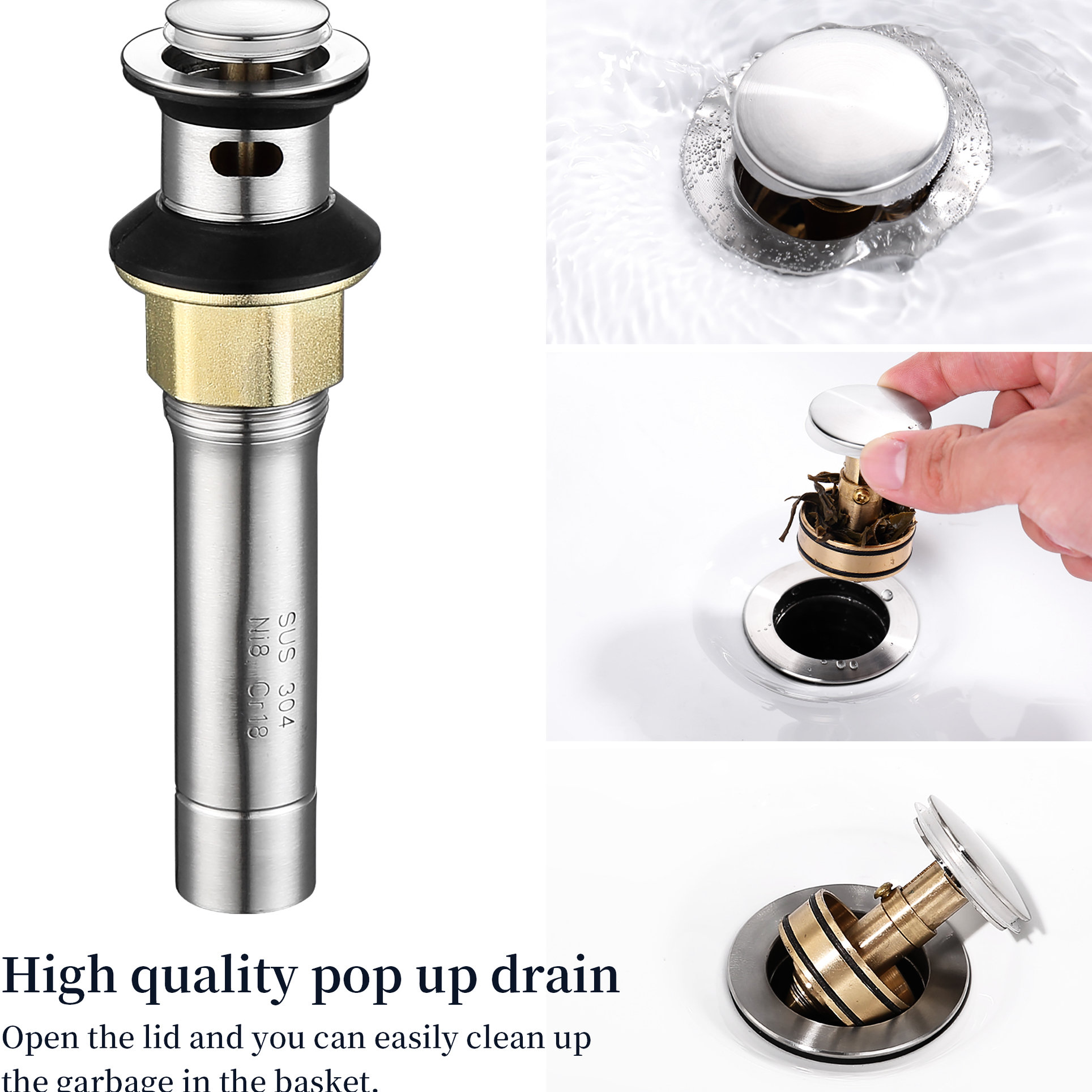 Kivaritio 4" Bathroom Faucet In Brushed Nickel, 360 Degree Swivel Spout ...