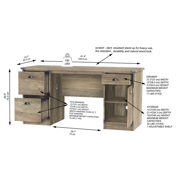 Laurel Foundry Modern Farmhouse Philo Executive Desk & Reviews | Wayfair