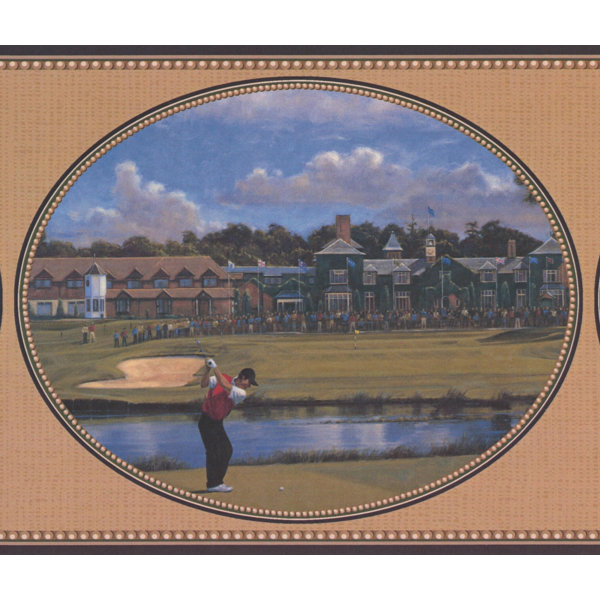 CONCORD WALLCOVERINGS ™ Golf Scenes Vintage Sports Retro Design 15' L x ...