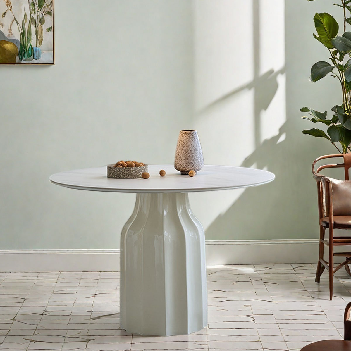 RESROS Light French Vintage Cream Round Dining Table | Wayfair