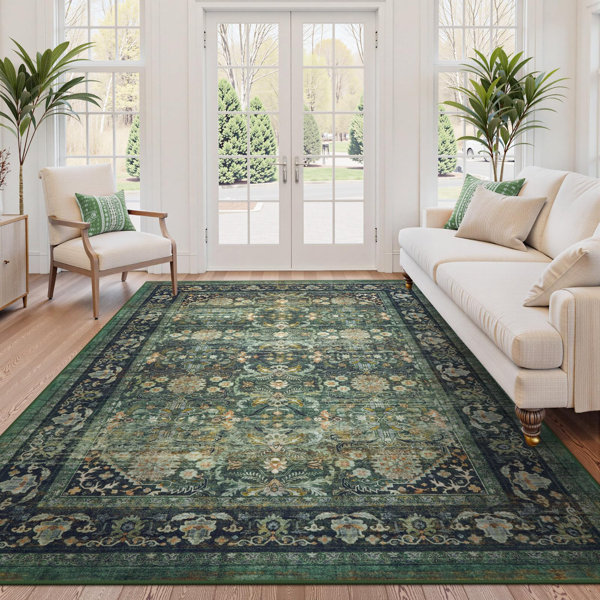 Charlton Home® Machine Washable Rugs Vintage Distressed Non Slip Carpet ...
