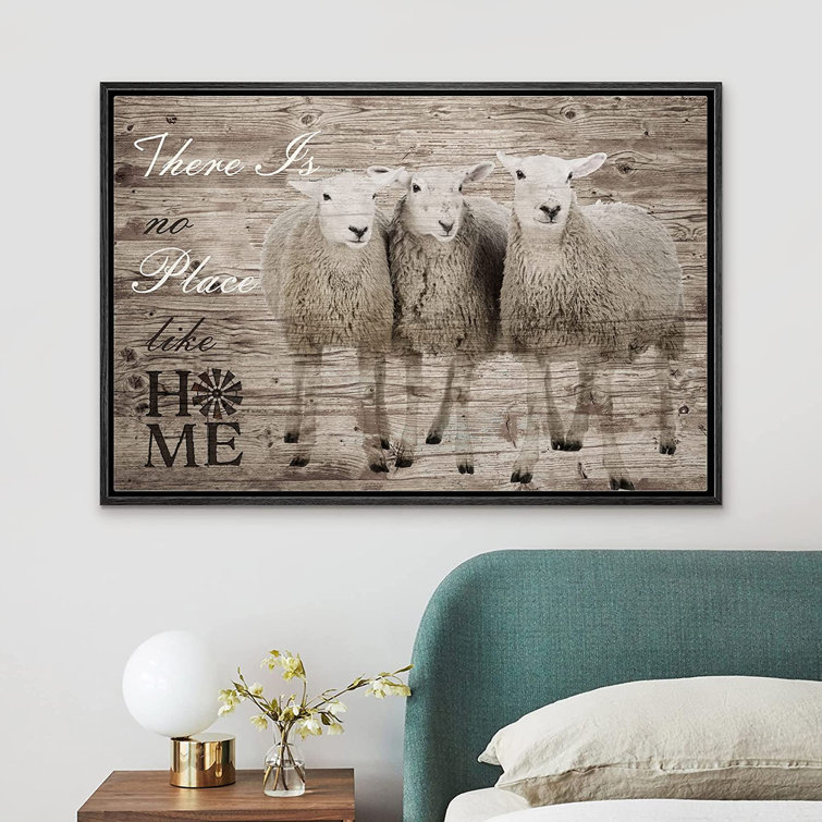 SIGNLEADER Wood Panel Lamb Sheep Trio Typography Framed On Canvas Print ...