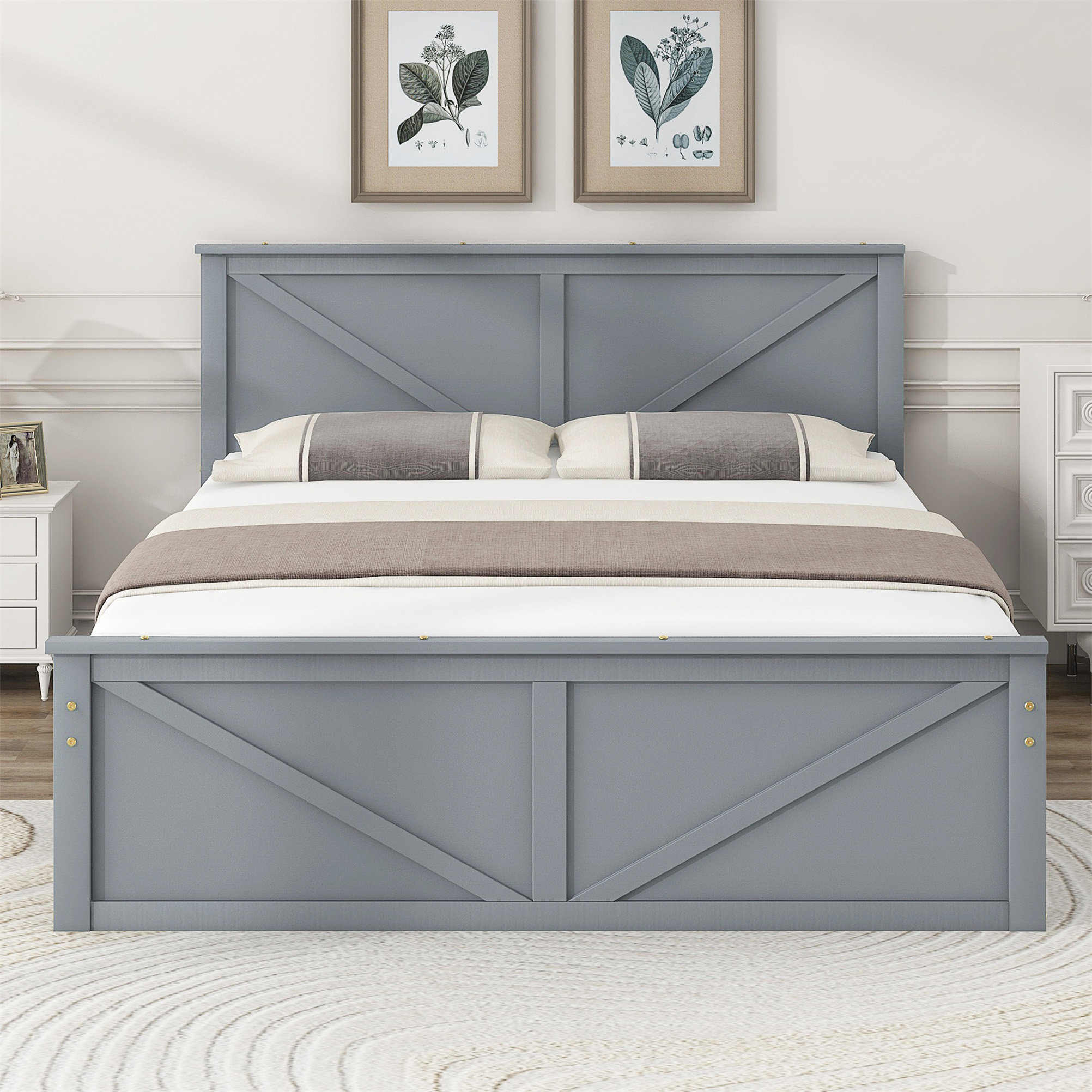 Ophelia & Co. King Size Wooden Platform Bed With Four Storage Drawers ...
