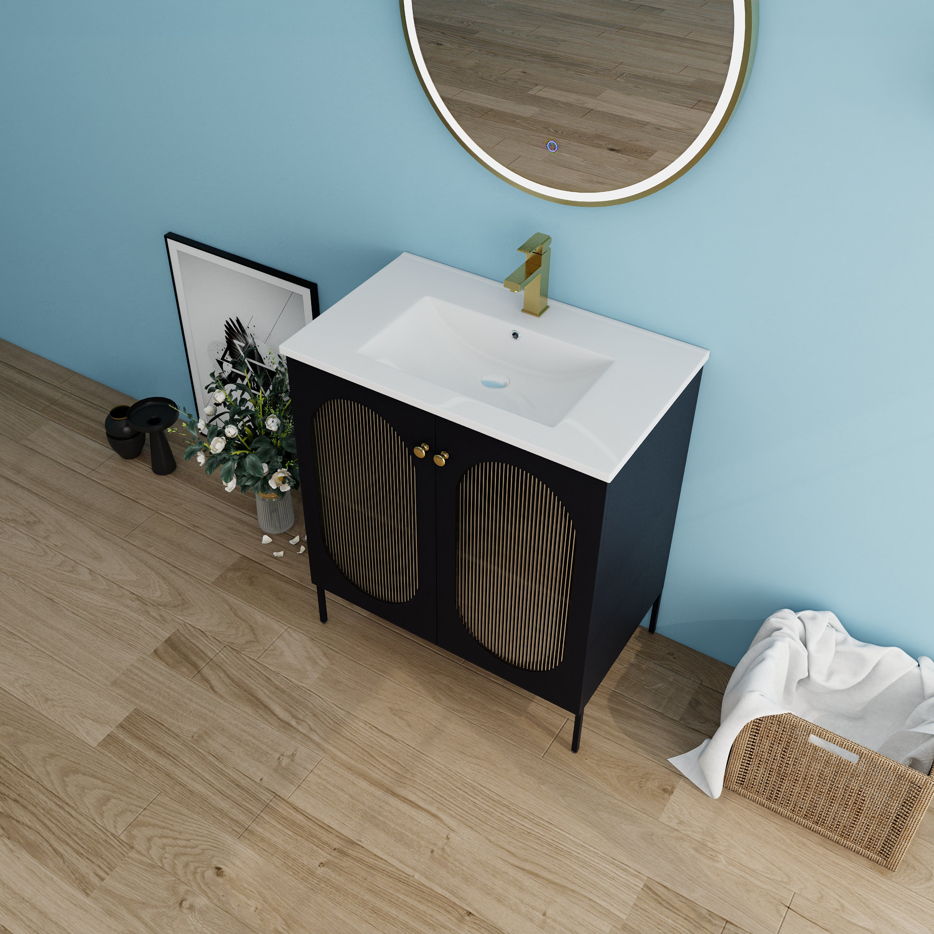 Latitude Run® 30'' Free standing Single Bathroom Vanity With Ceramic ...
